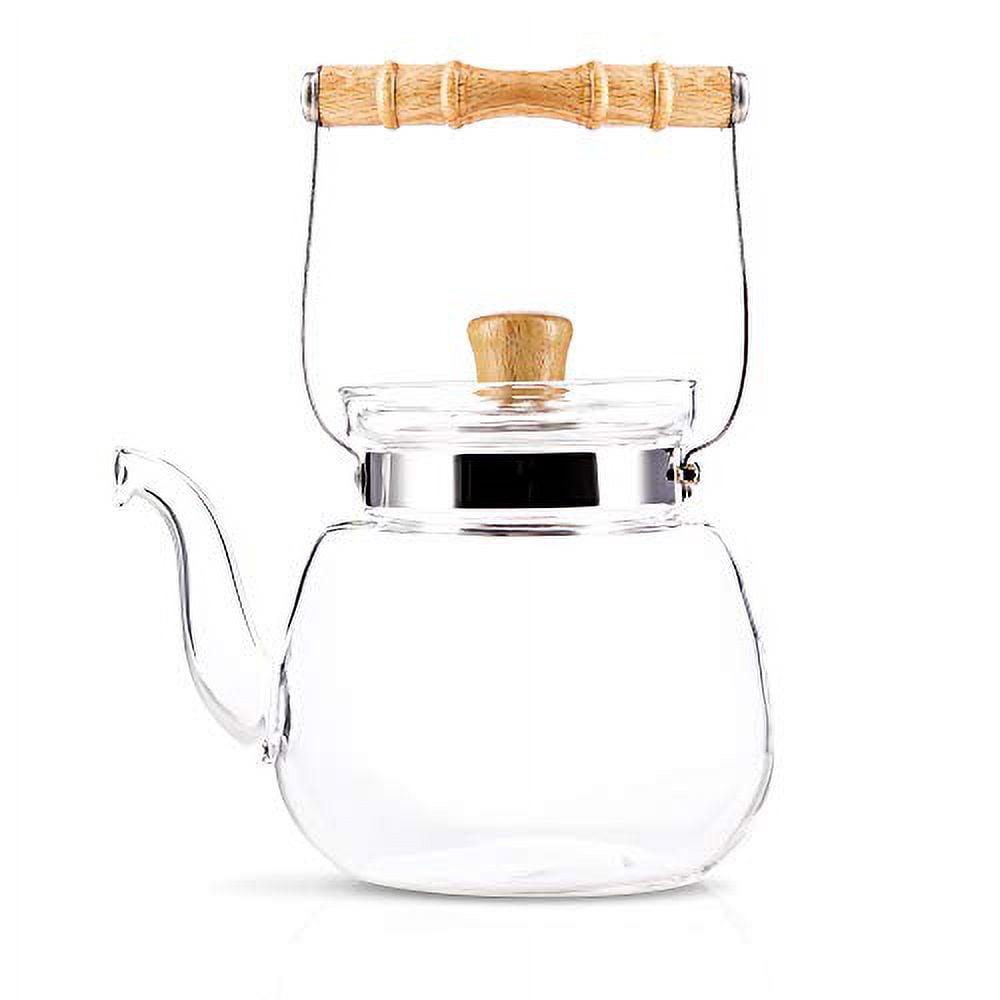 Yama Chinese Water Kettle 40 Oz, Borosilicate Glass Teapot with Bamboo ...