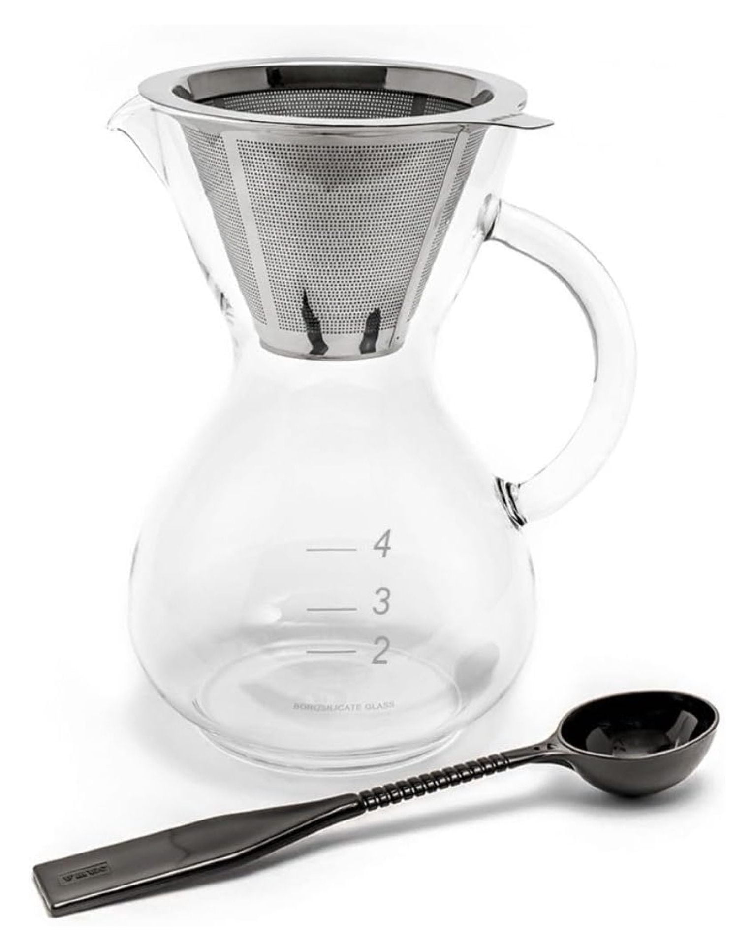 Yama Coffee Glass 20oz Pour Over Drip Pot With Reusable Stainless Steel ...