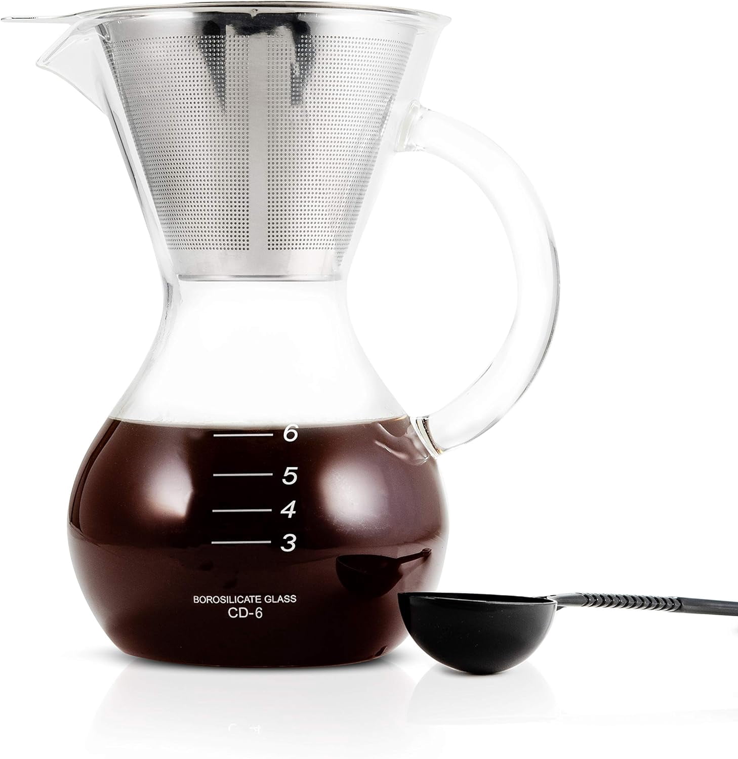 Yama Coffee Glass 30oz Pour Over Drip Pot With Reusable Stainless Steel ...