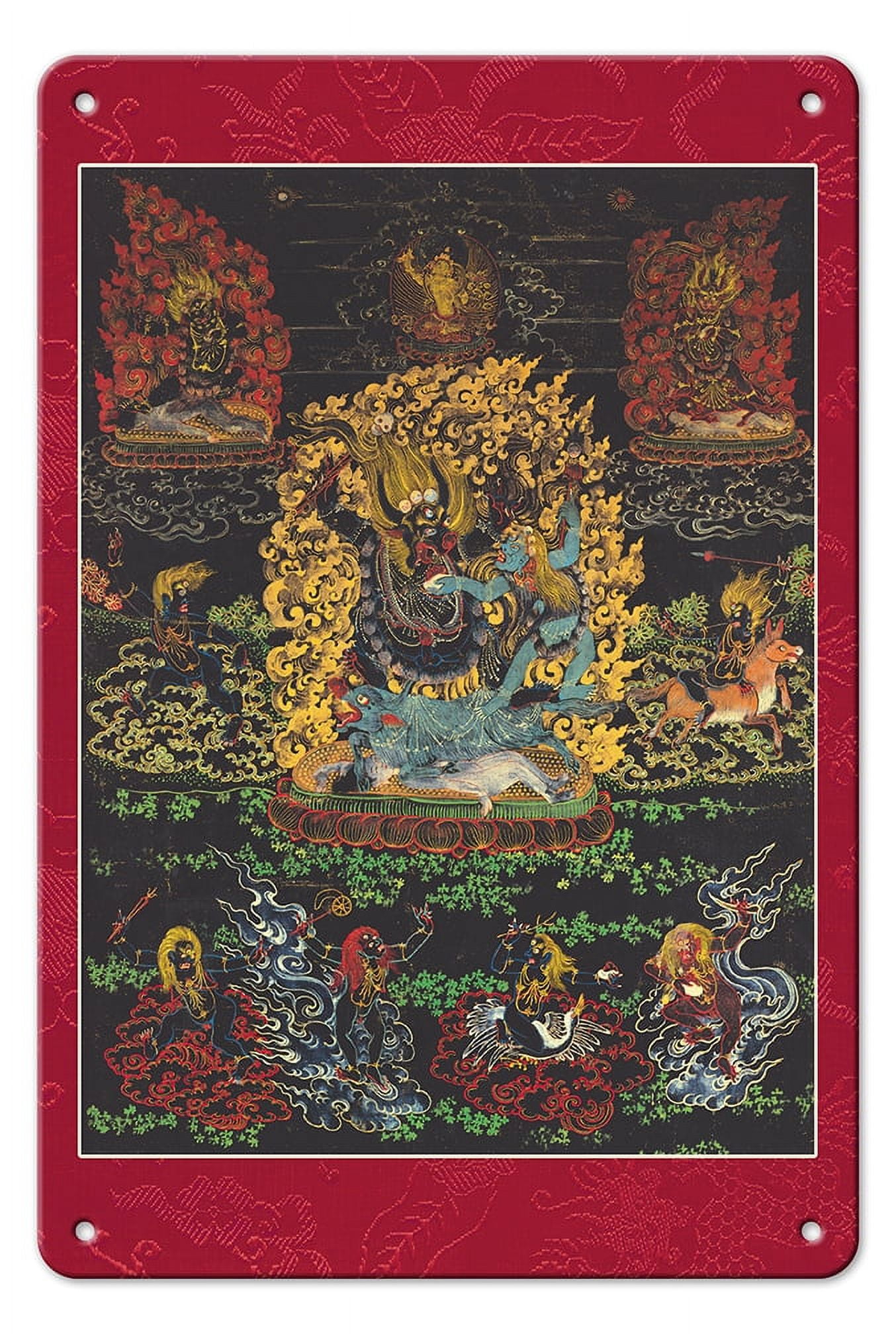 Yama Dharmaraja - Buddhist Protector Deity - Vintage Tibetan Thangka ...