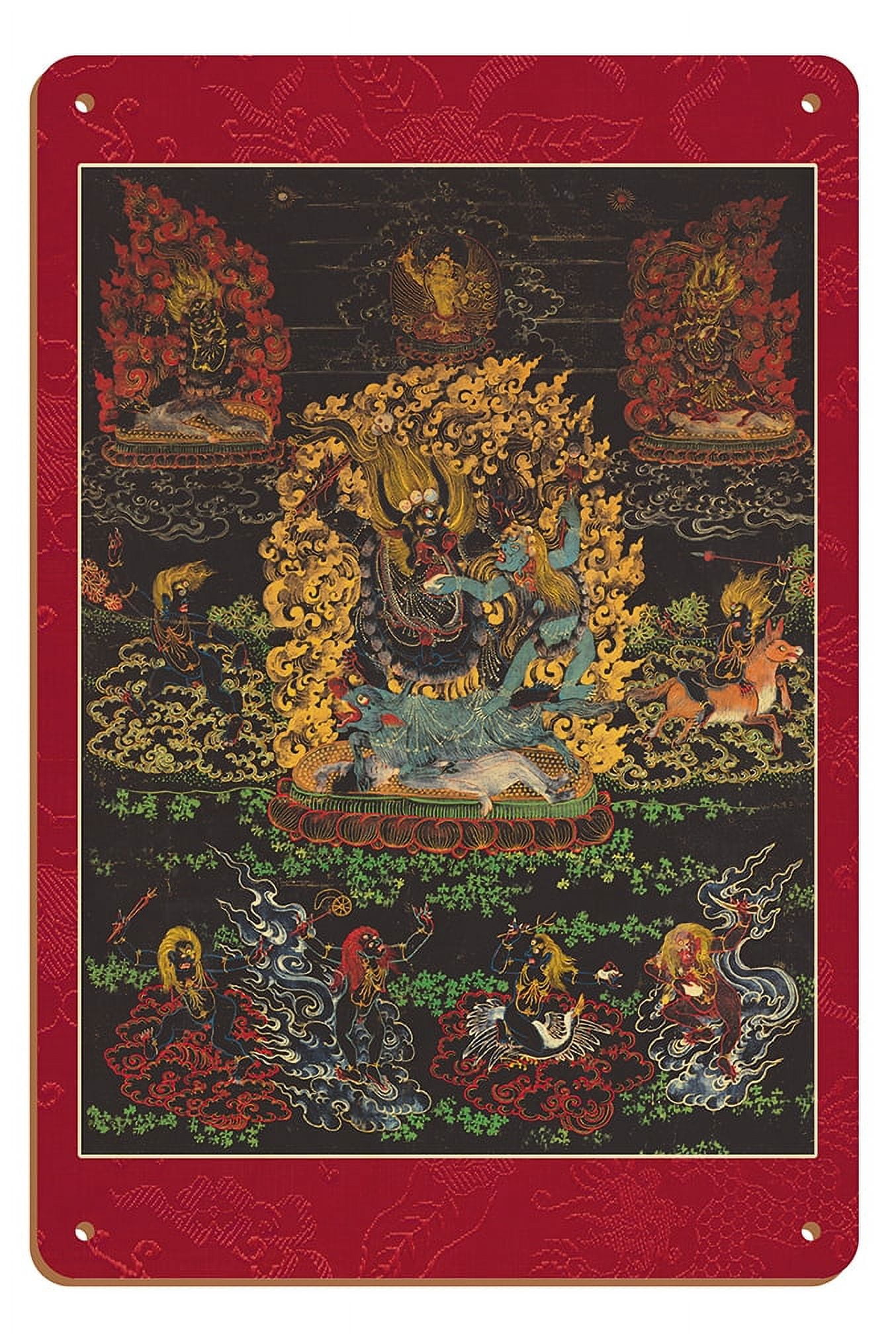 Yama Dharmaraja - Buddhist Protector Deity - Vintage Tibetan Thangka ...
