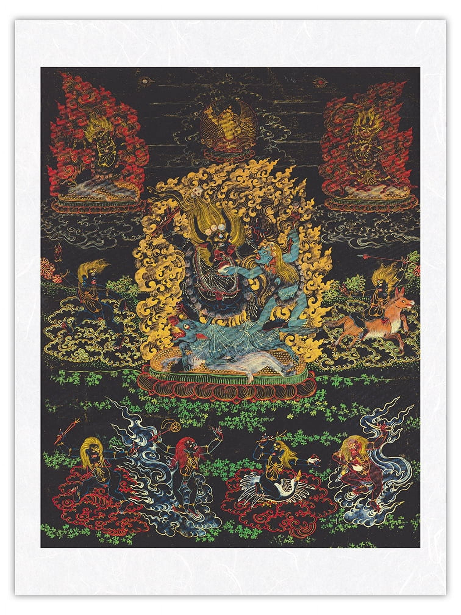 Yama Dharmaraja - Buddhist Protector Deity - Vintage Tibetan Thangka ...