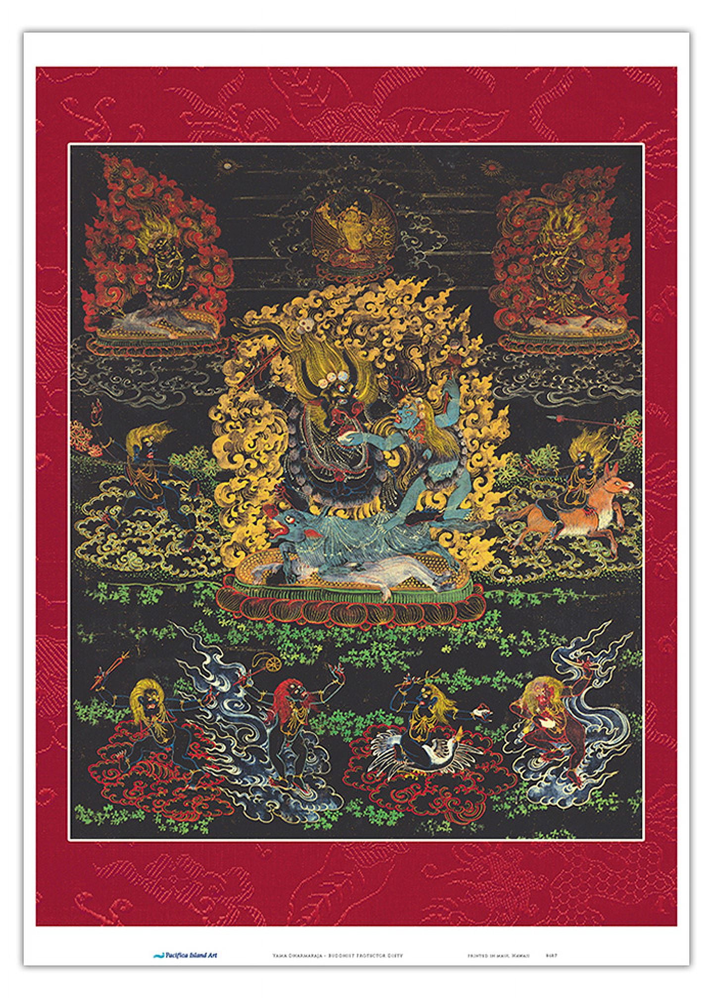 Yama Dharmaraja - Buddhist Protector Deity - Vintage Tibetan Thangka ...