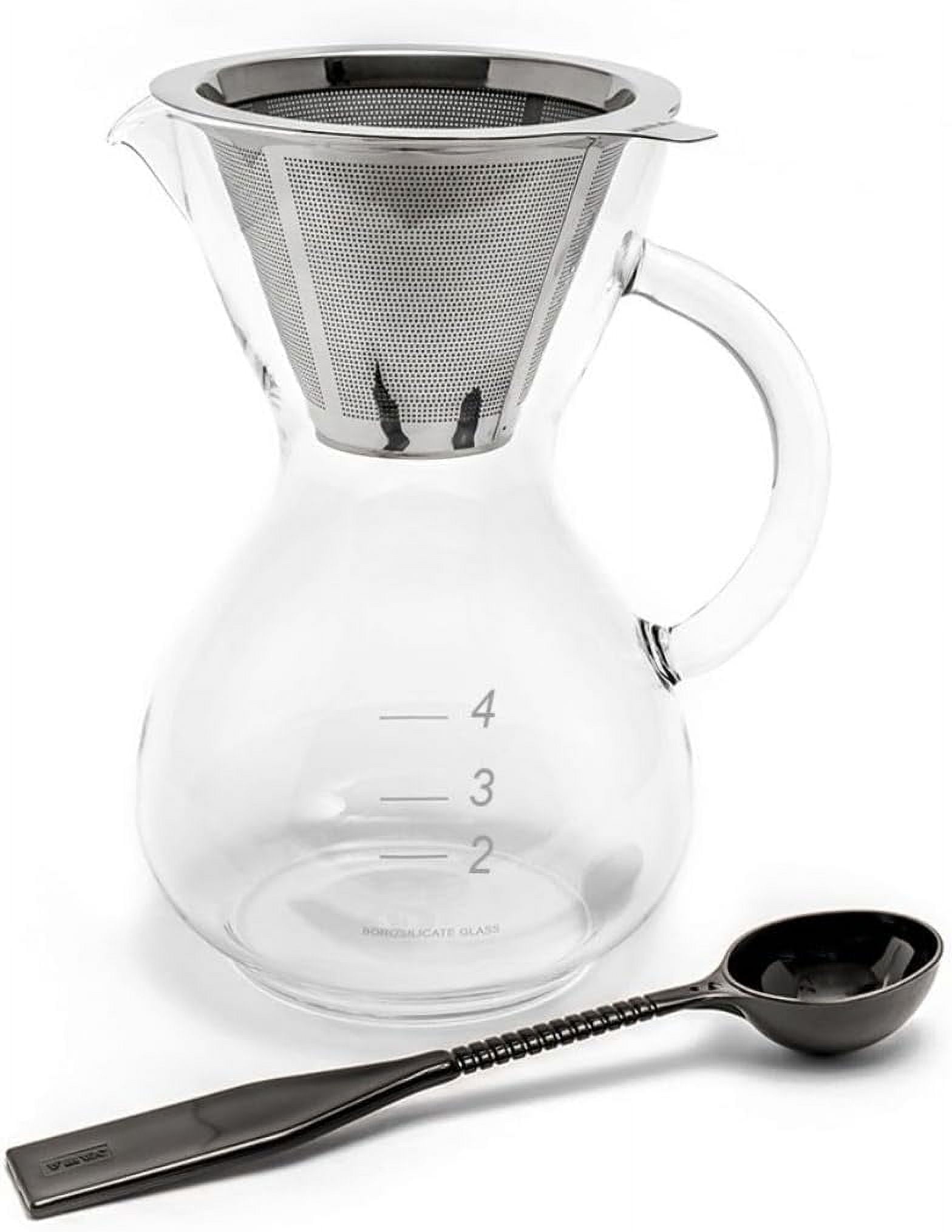 Yama Coffee Glass 20oz Pour Over Drip Pot With Reusable Stainless Steel ...