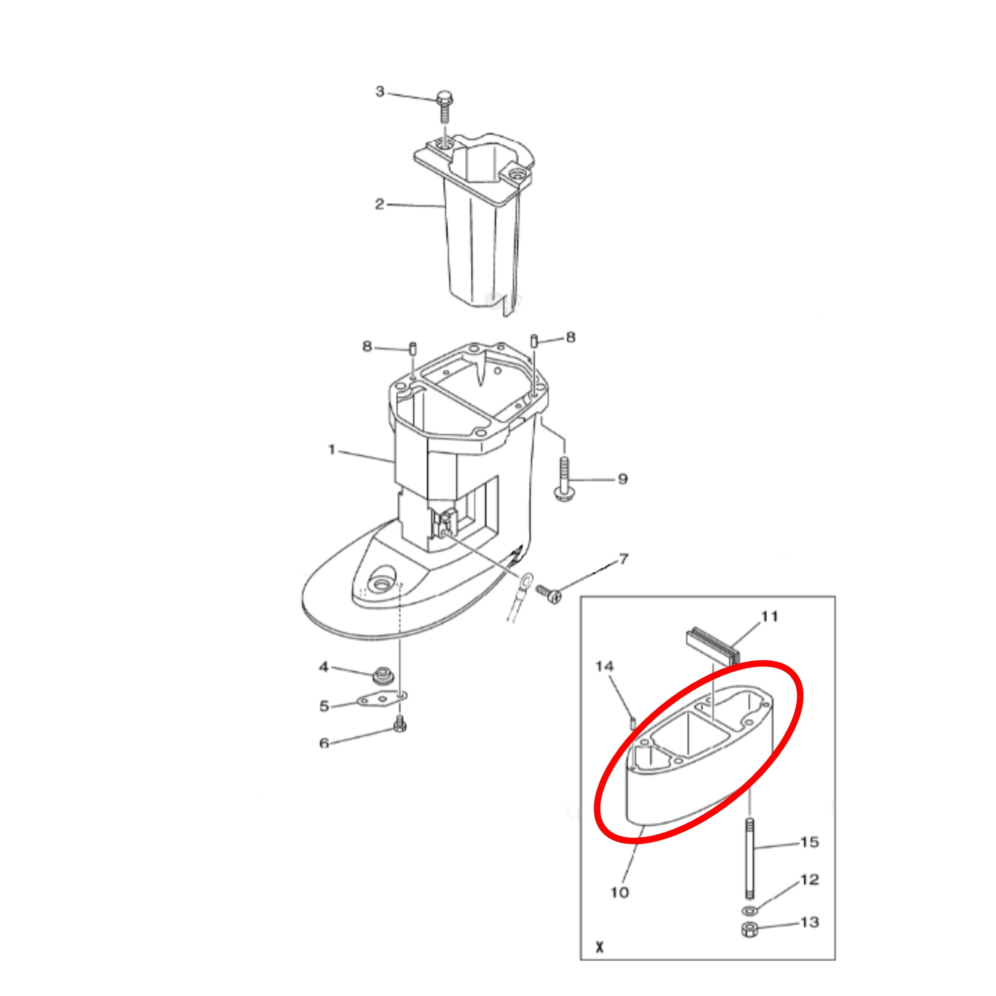 Yamaha New OEM Outboard Upper Casing Extension, 69G-45211-20-8D ...