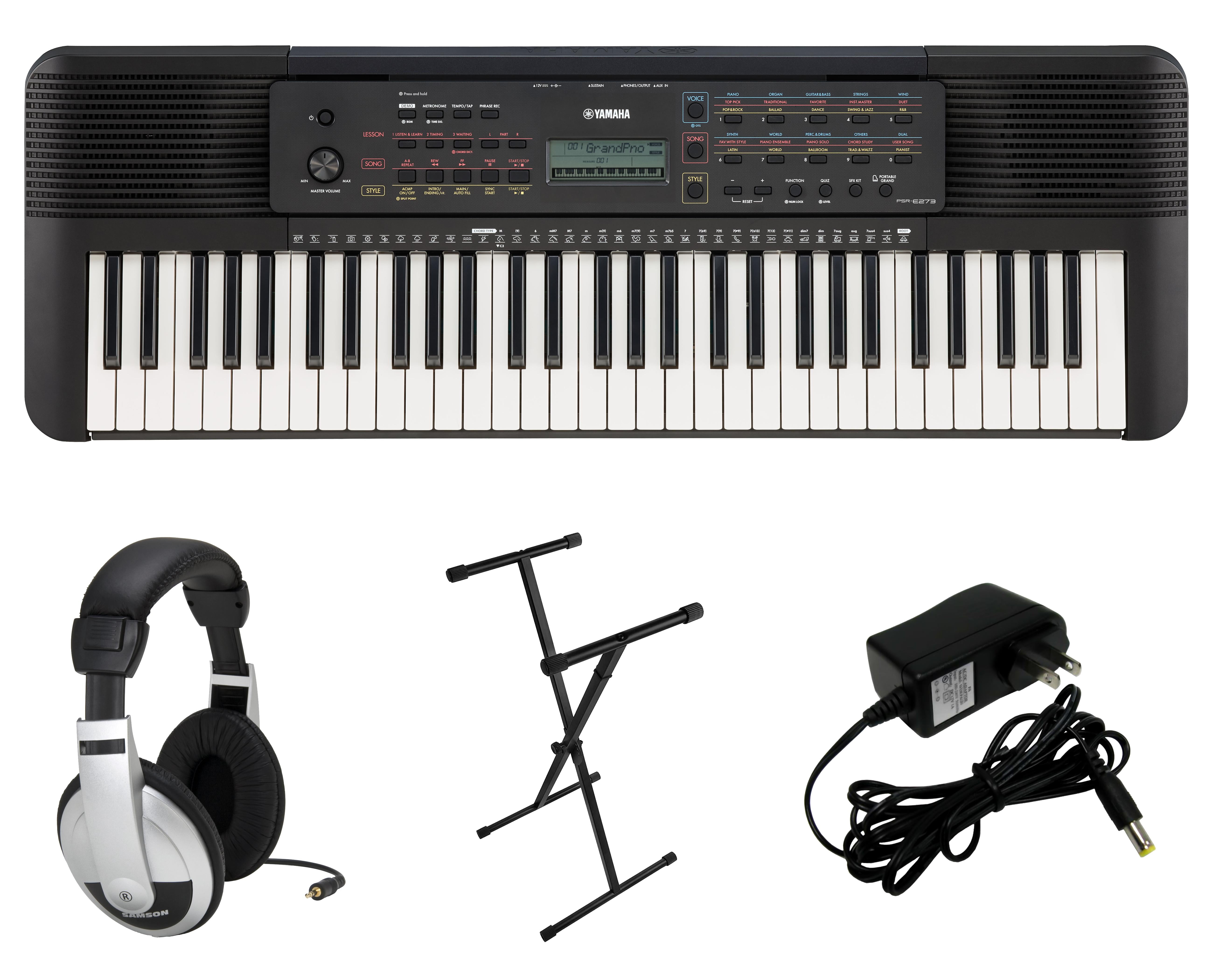 Yamaha PSRE273 PKS, X-Stnd, AC Adapter, Headphones - Walmart.com