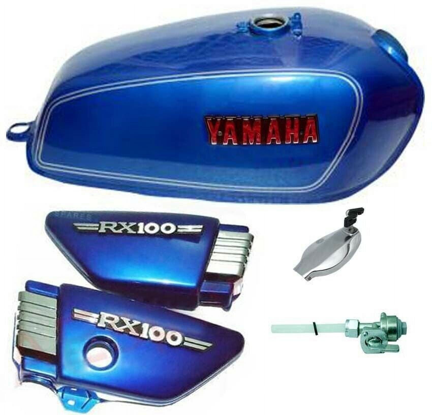 Yamaha Rx100 Rx125 Blue Petrol Fuel Tank With Side Panel Lid Cap Tap ...