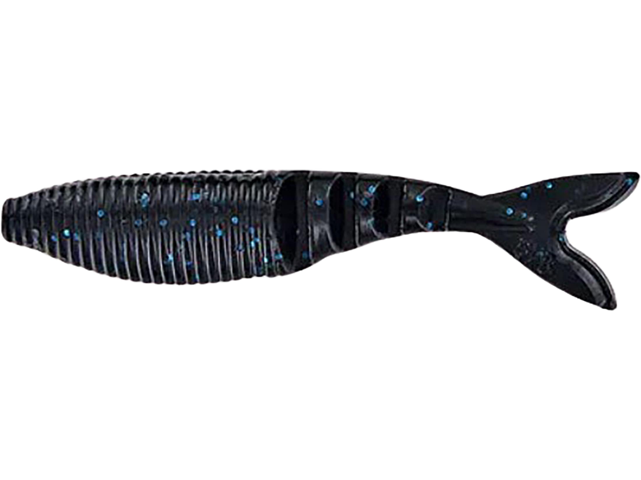 Yamamoto 4" Zako Swimbait Bulk 50PK with Senko Sack Black W/Lg Blue Flk ...