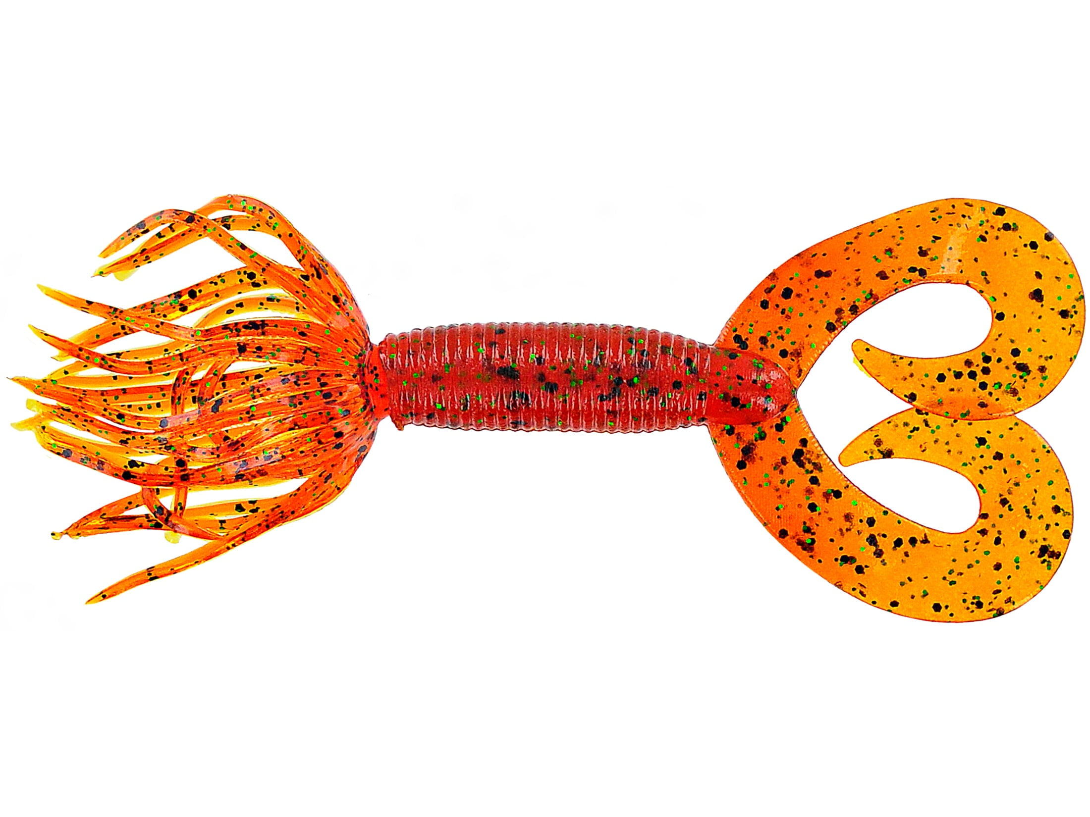 Yamamoto 5" Double Tail Hula Grub Pumpkin W/Blk & Grn - Walmart.com