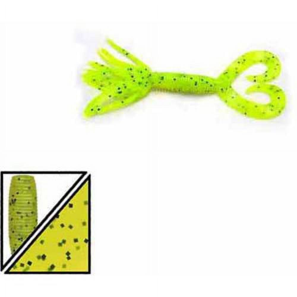 Yamamoto 5" Double Tail Hula Grub Chartreuse/Blk Flk - Walmart.com