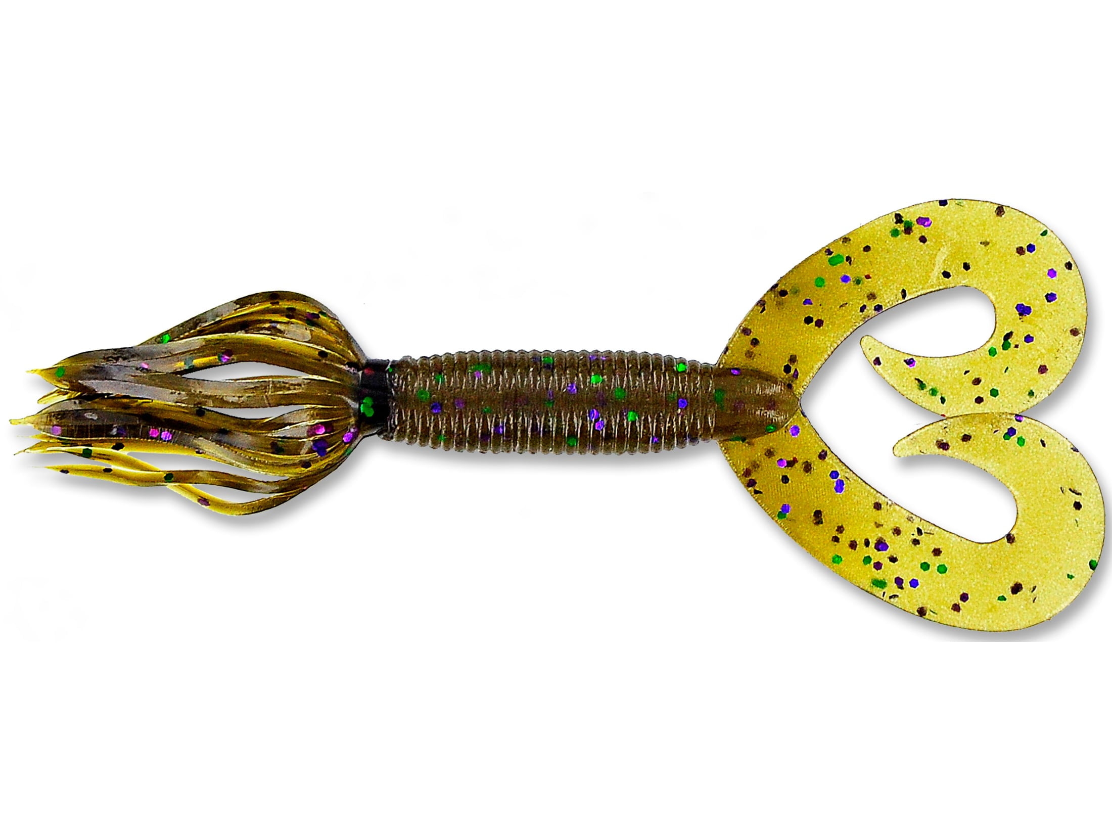 Yamamoto 4" Double Tail Hula Grub #297/Lg Grn Purple - Walmart.com