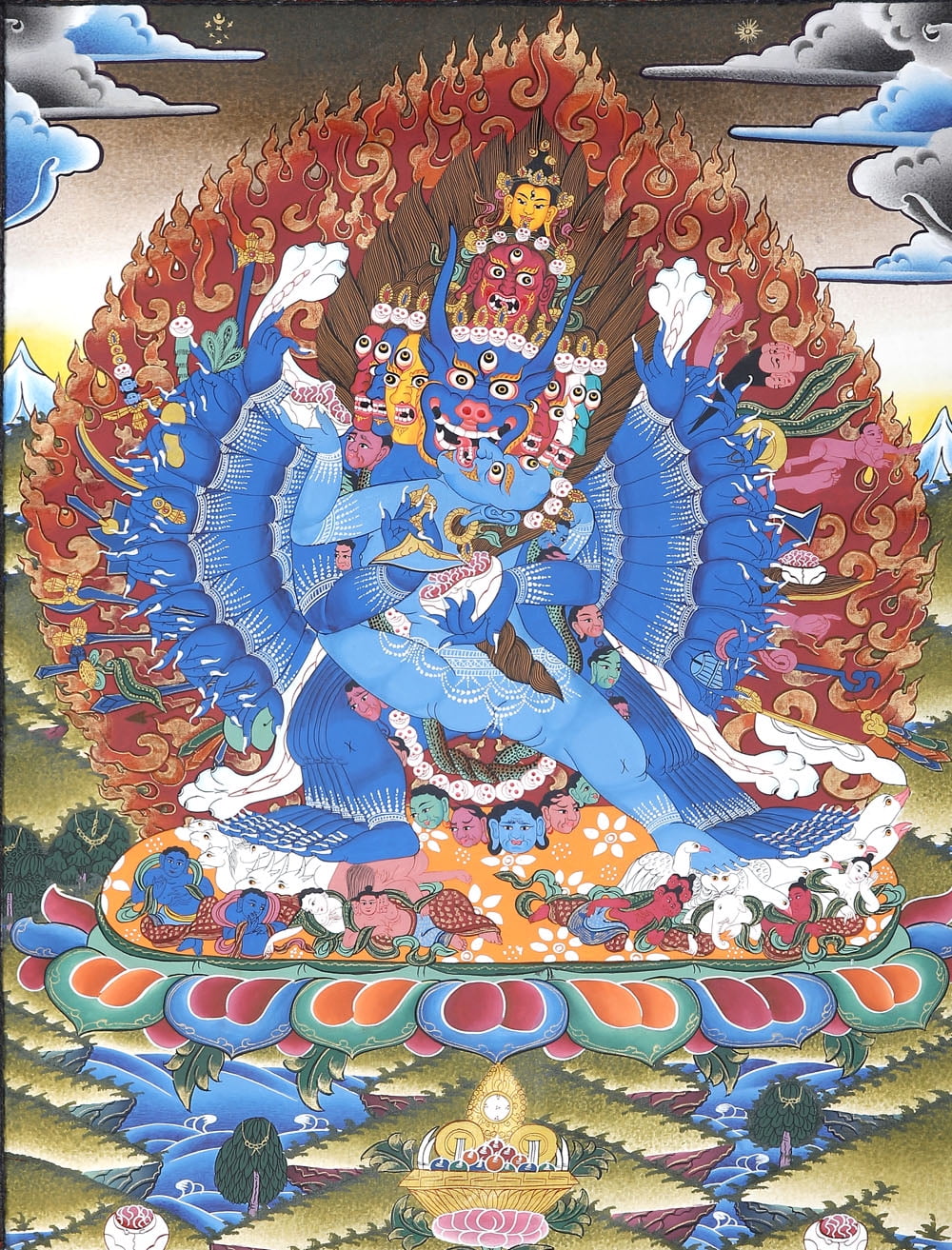 Yamantaka in Yab Yum - Tibetan Buddhist - Tibetan Thangka Painting - Walmart.com