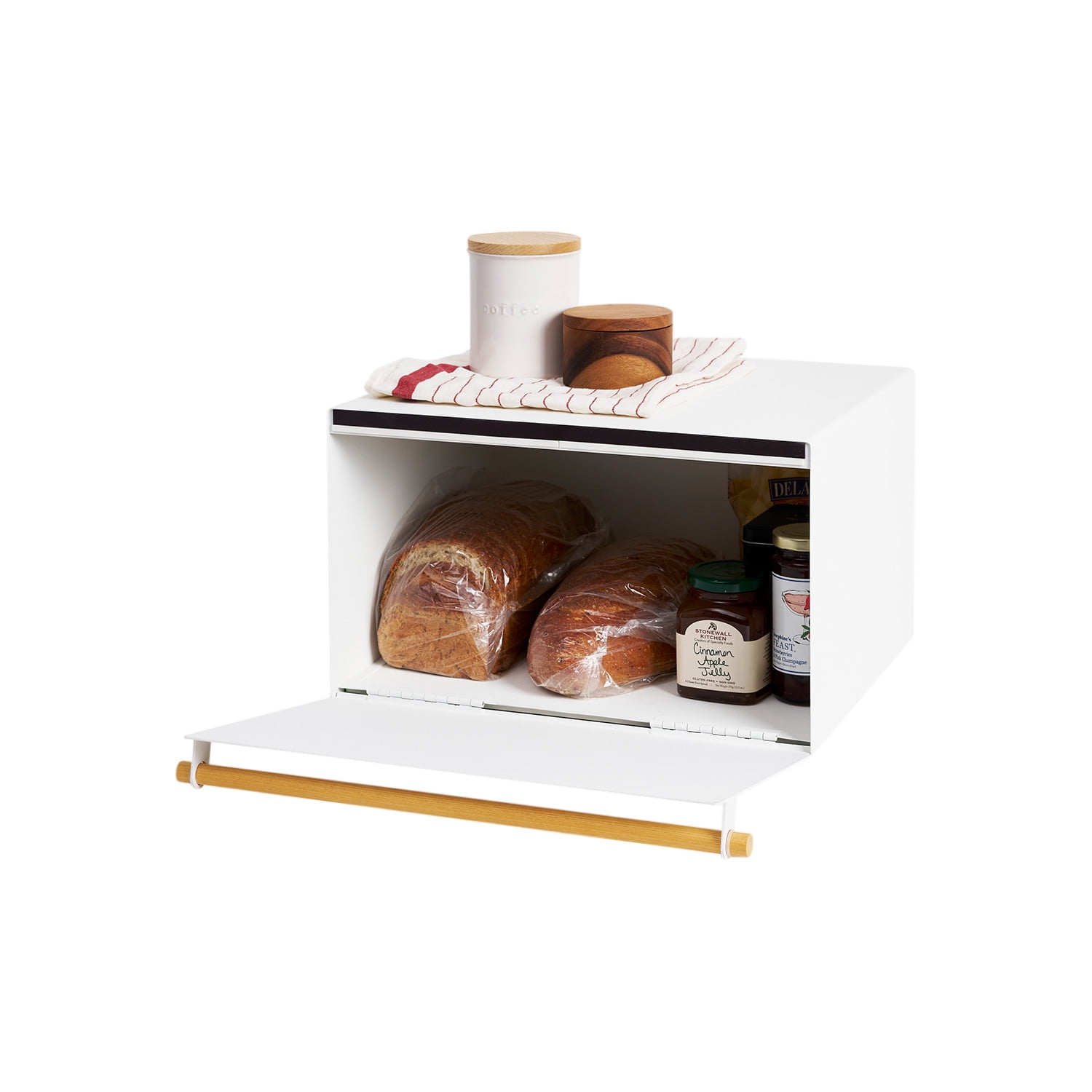 Yamazaki Home Tosca Bread Box Keeper Holder Container, Metal Bread Holder Saver, Slim Space ...