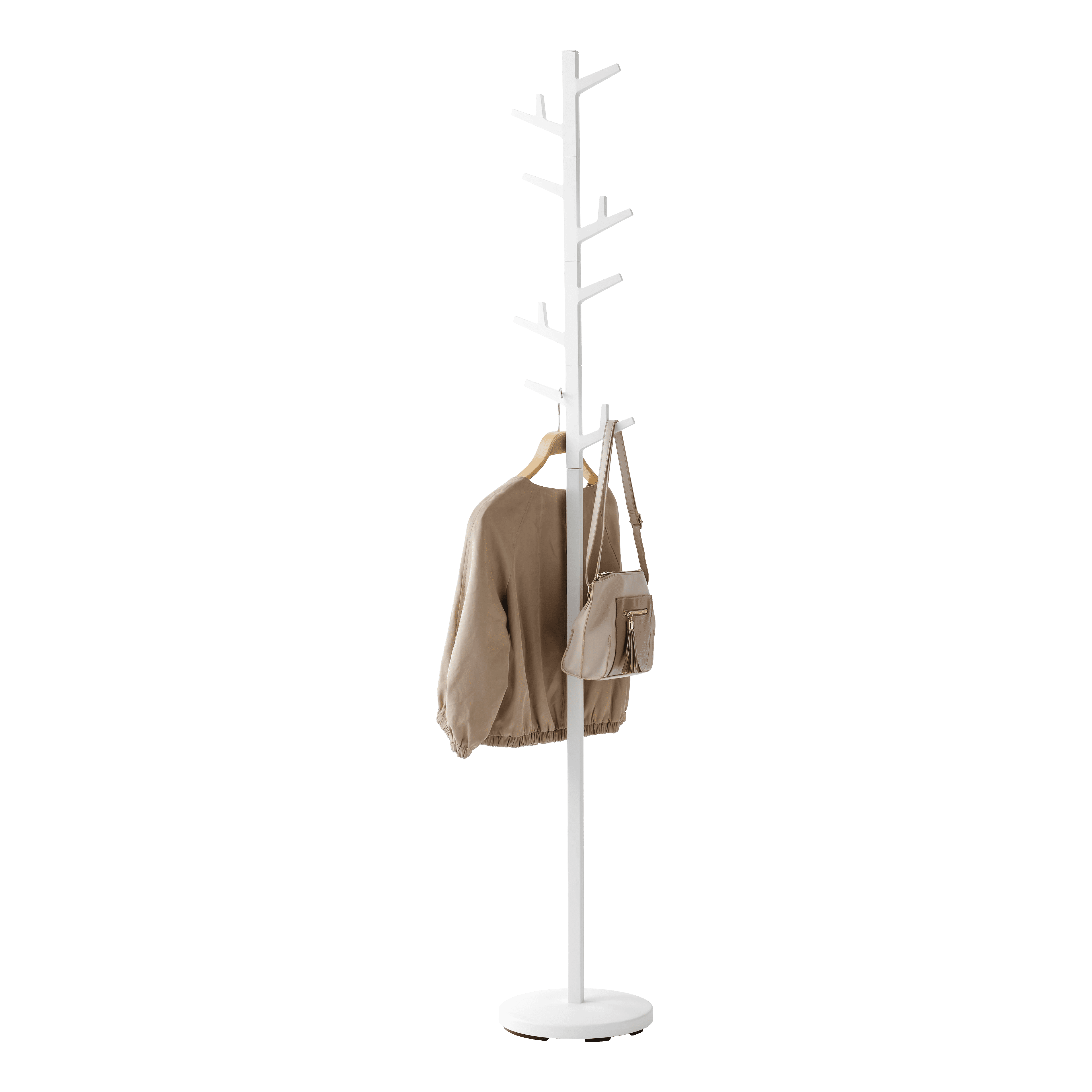 Yamazaki Home Coat Rack, White, Steel, Supports 26.4 pounds, Weighted ...