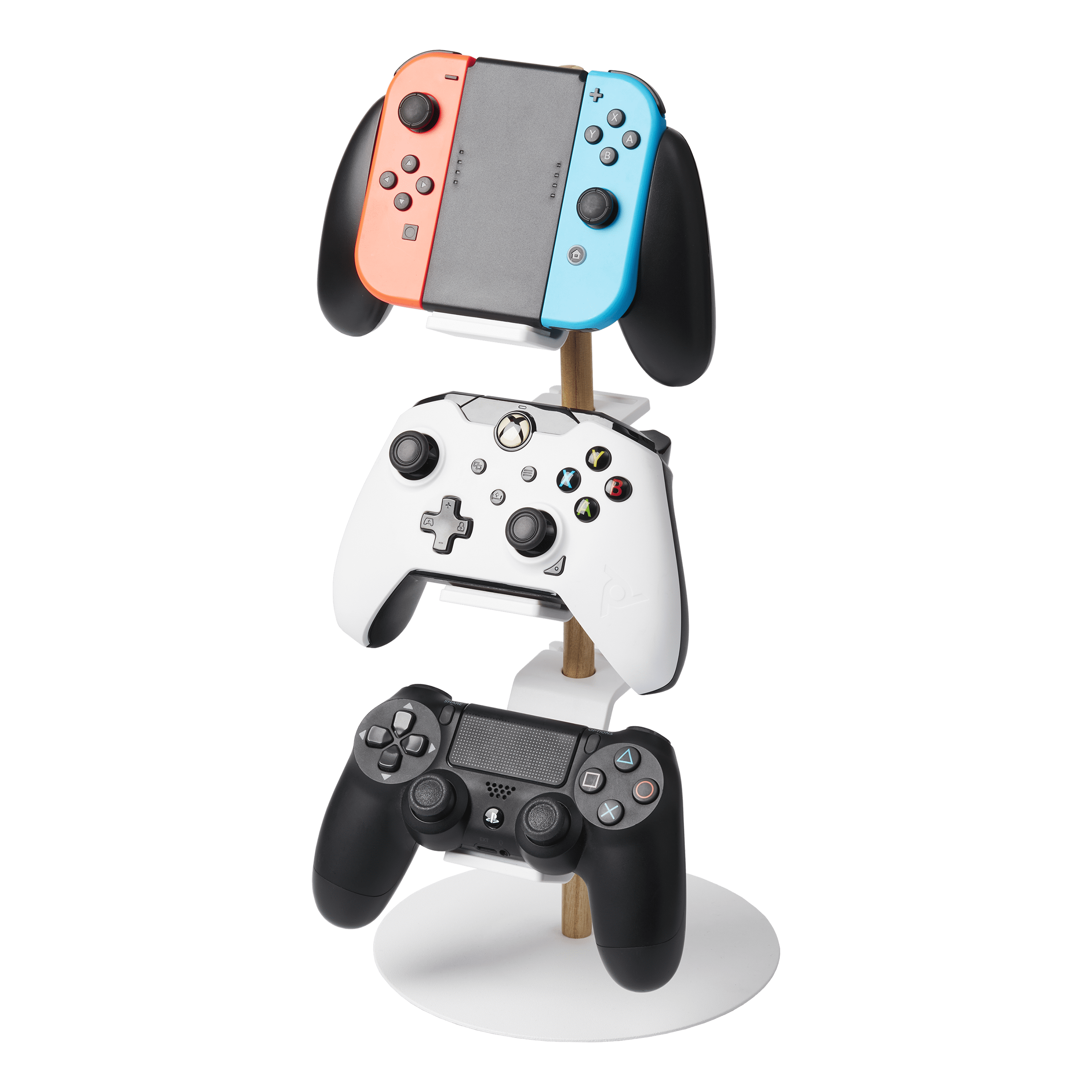 Yamazaki Home Controller Stand, White, Steel + Wood, Adjustable Tiers ...