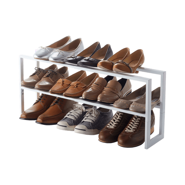 Yamazaki Home Expandable Shoe Rack - Two Sizes, White, Steel, Double ...