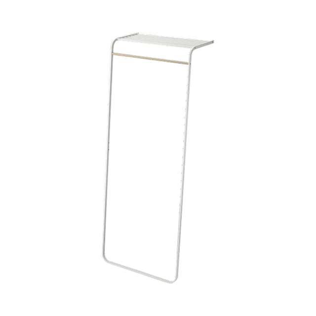 Yamazaki Home Leaning Coat Rack with Shelf, White, Steel, Supports 22 ...