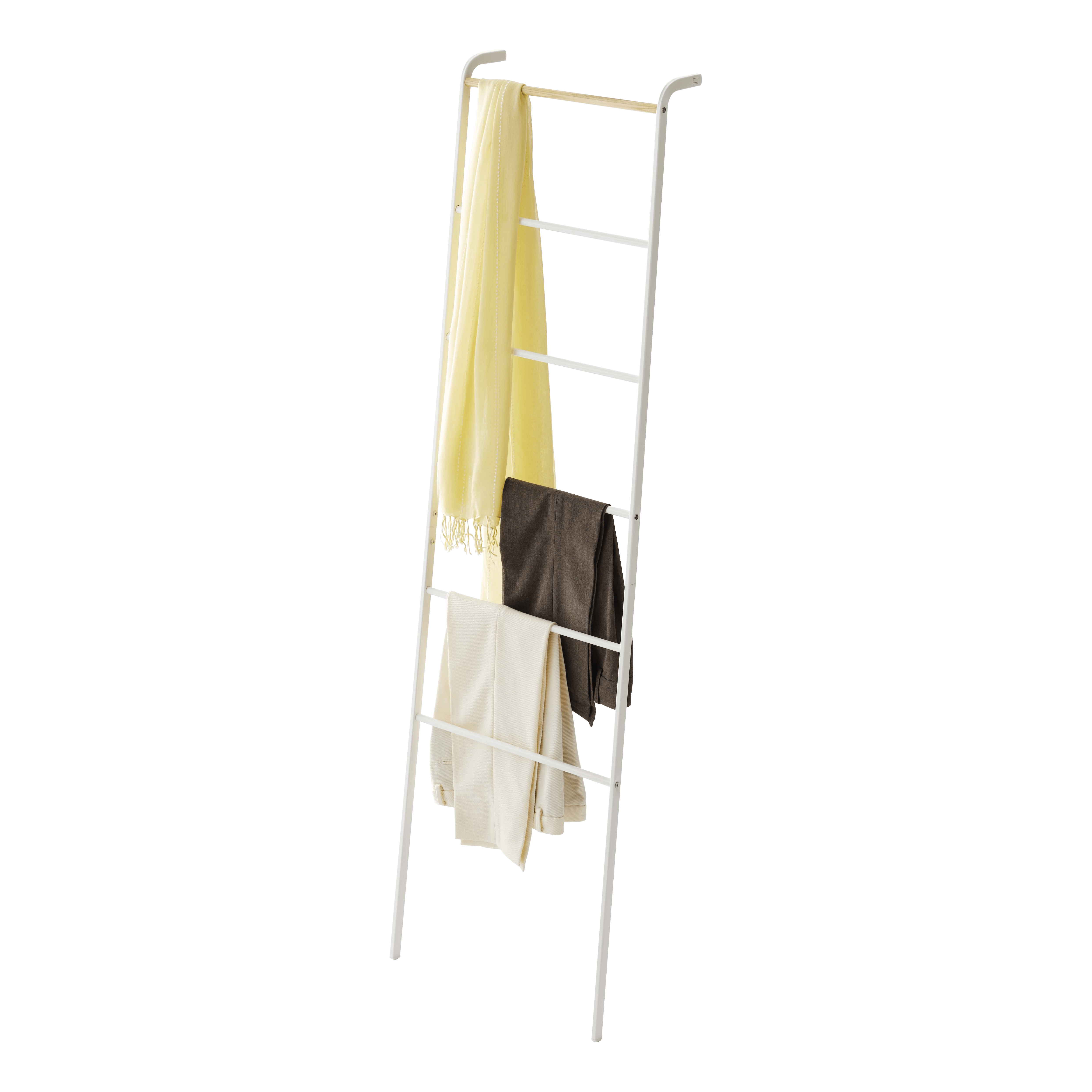 Yamazaki Home Leaning Storage Ladder - Two Styles, White, Steel, Ladder ...