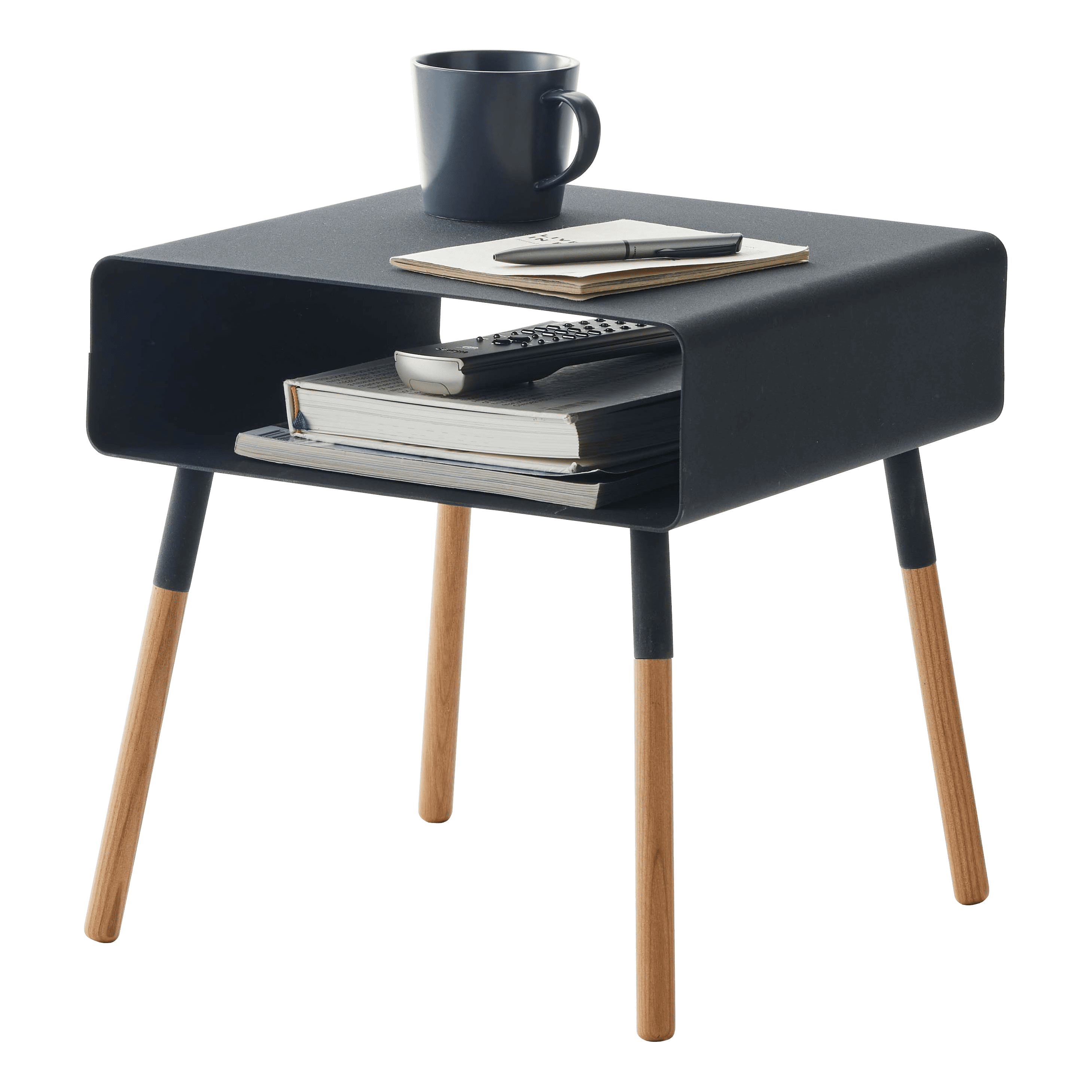 Yamazaki Home Storage Table - Two Sizes, Black, Steel + Wood, Short ...