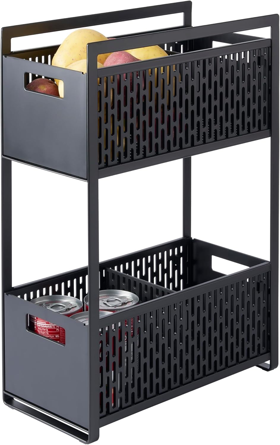 Yamazaki Home Tower 2 Tier Sliding Baskets Organizer Rack For Pantry Or ...