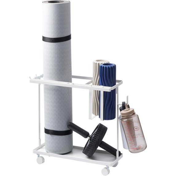Yamazaki Home Tower Rolling Slim Fitness Rack With Adjustable Holder ...