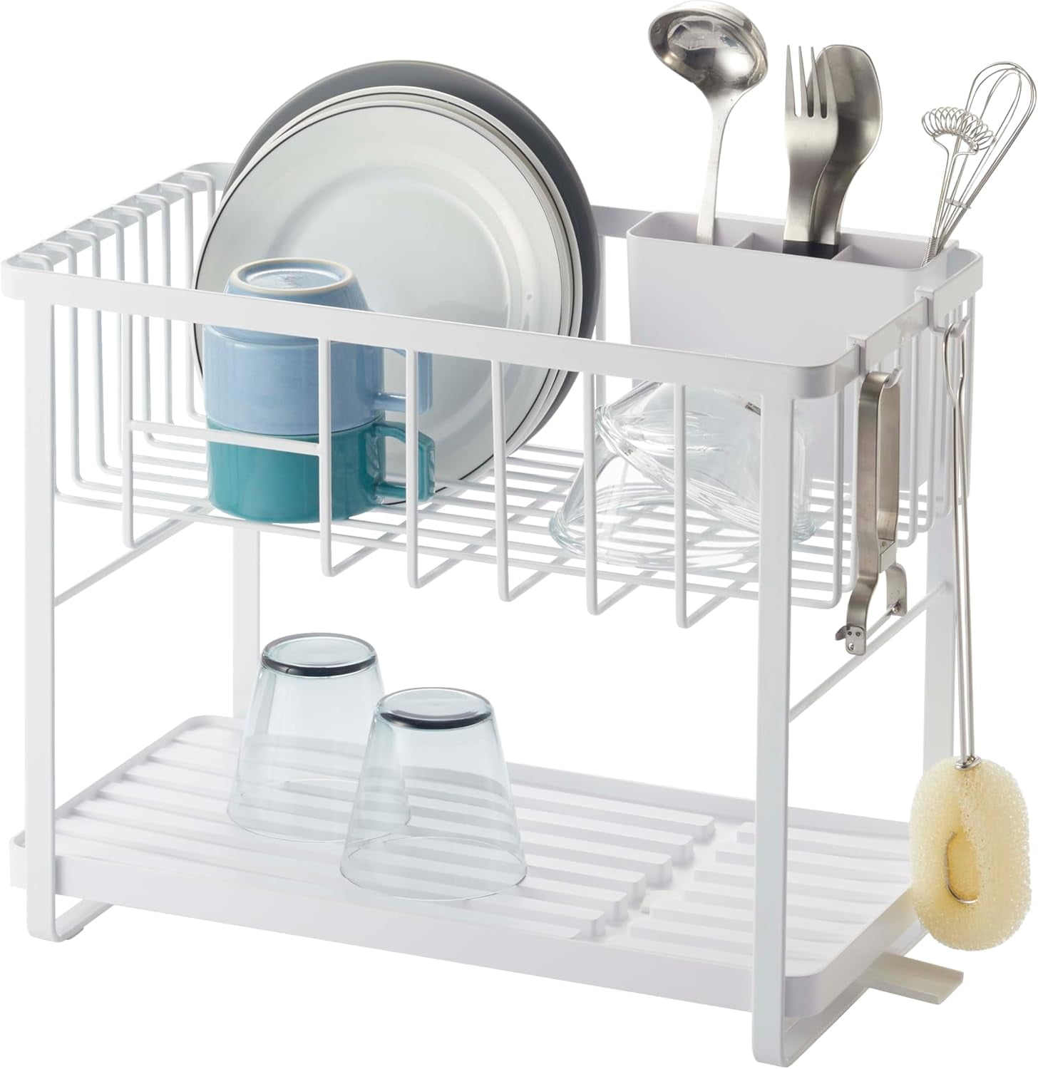 Yamazaki Home Two-Tier Adjustable Dish Drainer Rack, Compact Drying ...