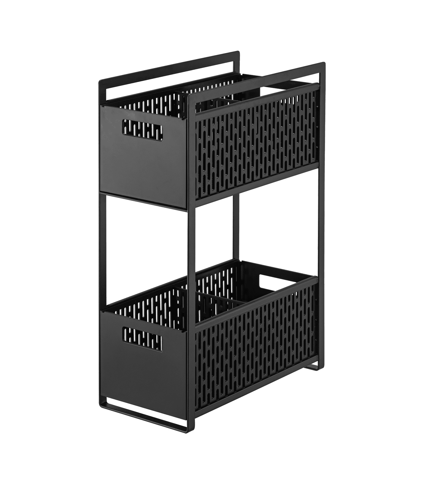 Yamazaki Home Two-Tier Cabinet Storage Basket, Black, ABS Plastic ...