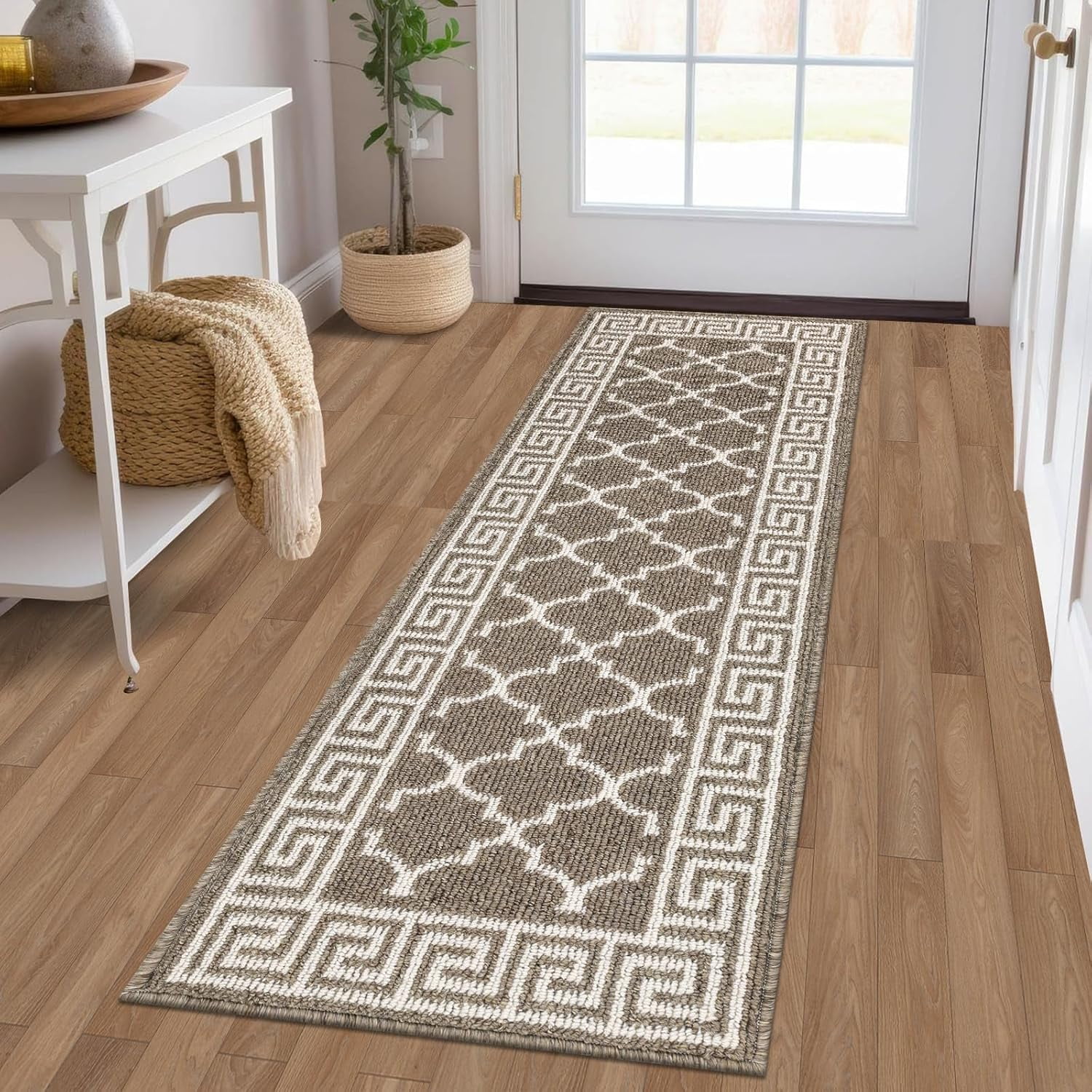 Yamaziot 1.7'x5' Washable Runner Rug for Kitchen Hallway Entryway Brown ...