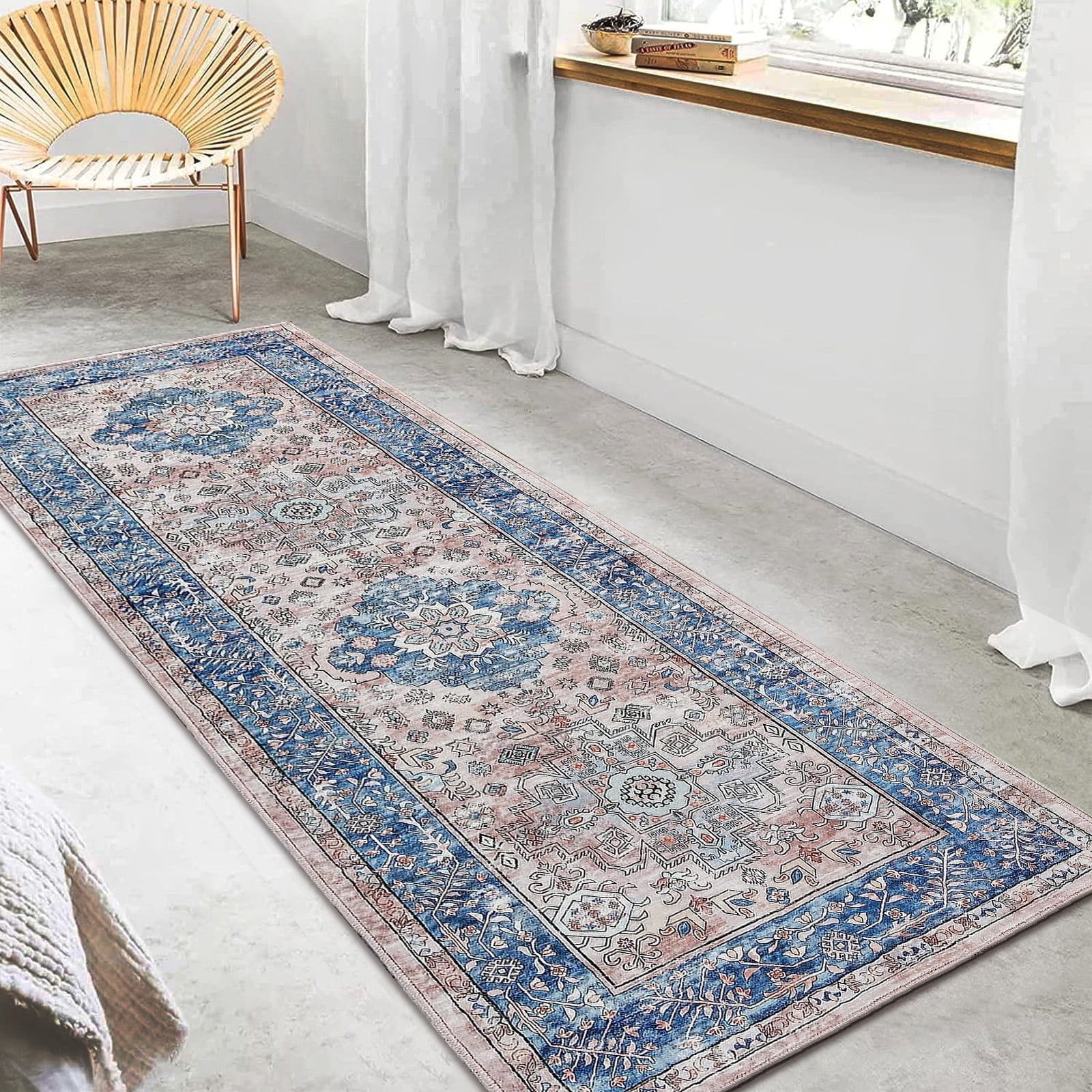 Yamaziot 2'x6' Boho Runner Rug for Hallway, Washable Laundry Room Rug ...