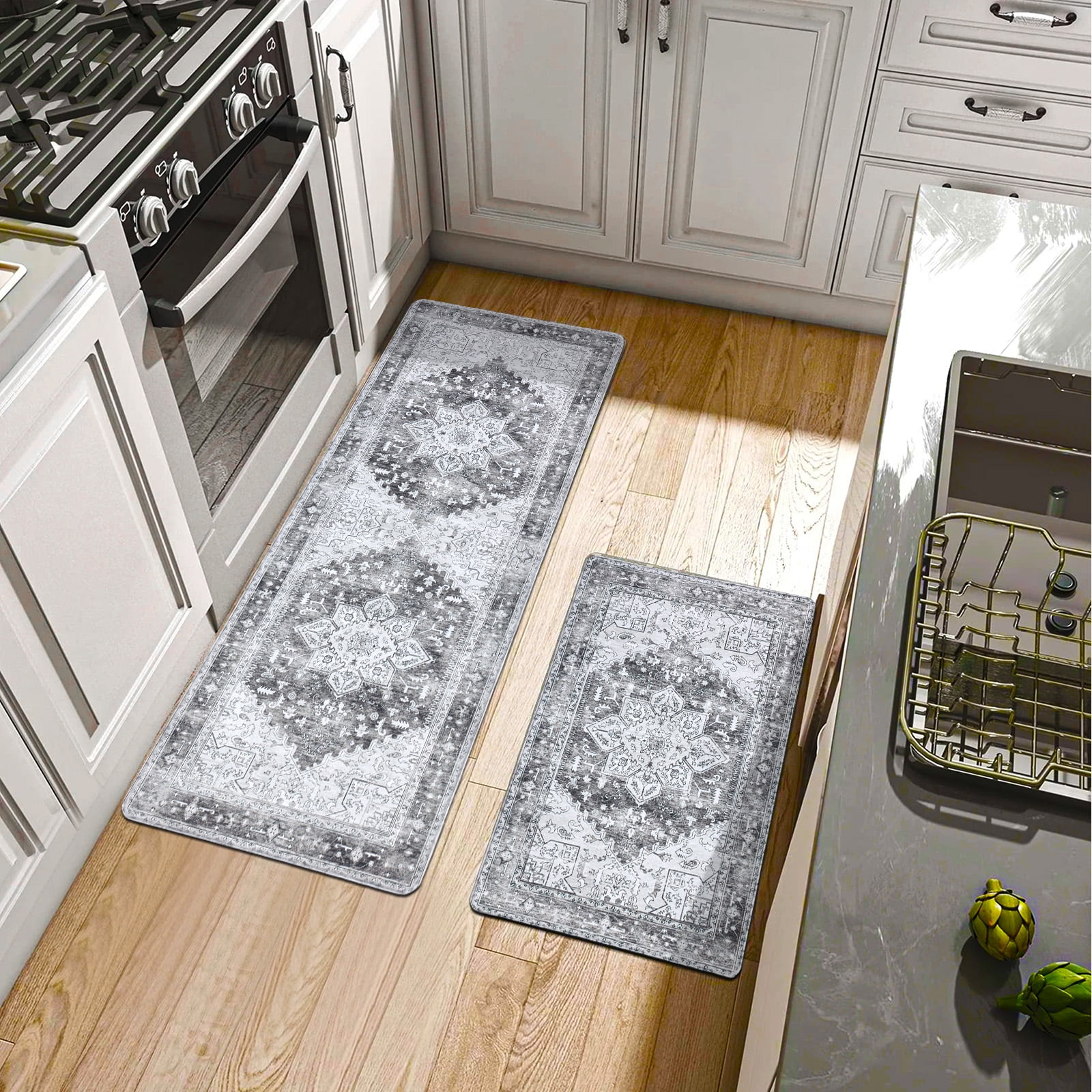 Yamaziot 2pcs Kitchen Runner Mat, Anti Fatigue Kitchen Rugs and Mats ...