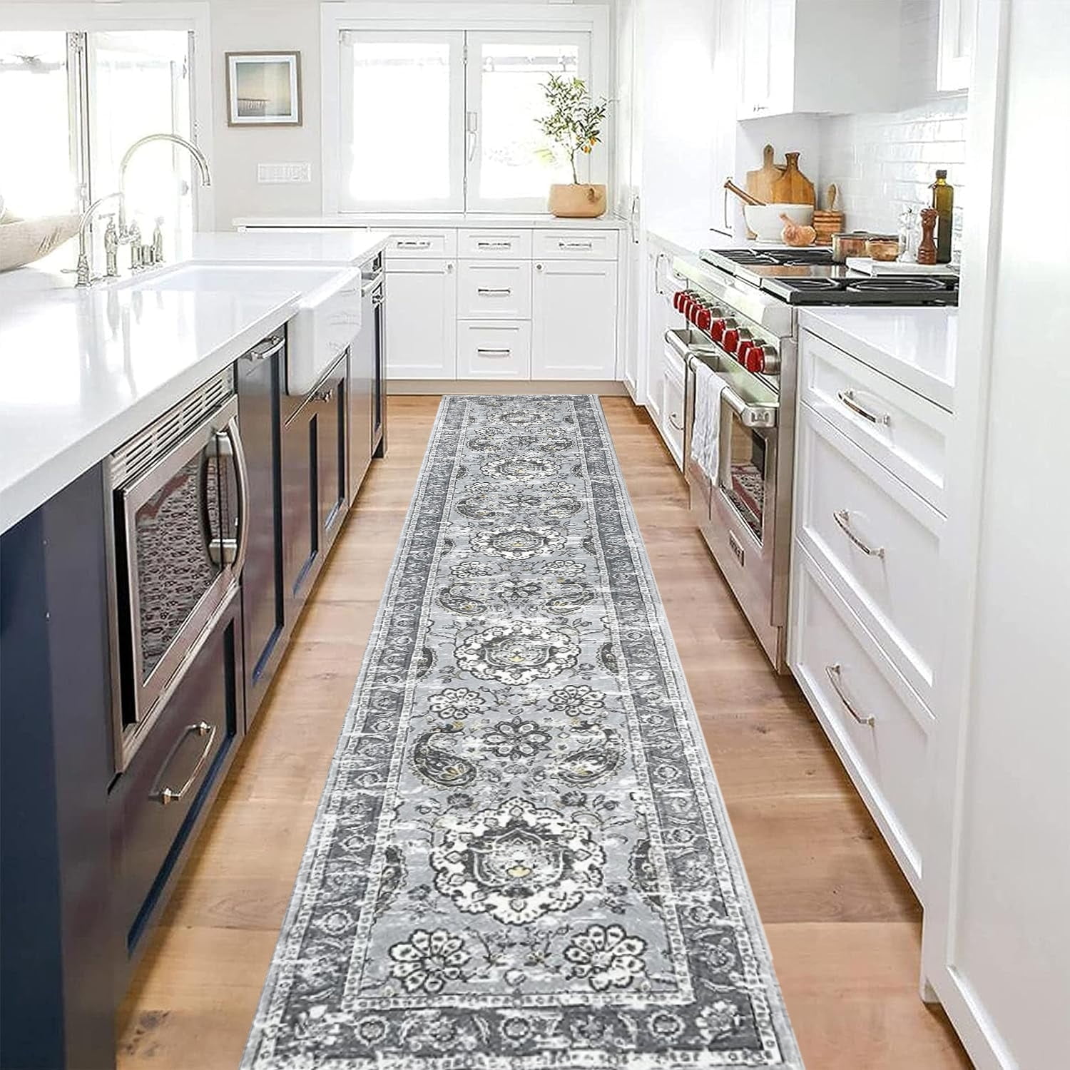 Yamaziot 2x10 ft Non-Shedding Runner Rug, Washable Paisley Kitchen ...