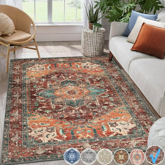 Brown Tribal Geometric Area Rugs 4x6 ft Vintage Boho Native Abstract ...