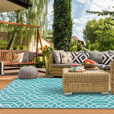 HUGEAR Outdoor Rugs Clearance 6'x9' Waterproof Patio Rugs Area Rugs ...