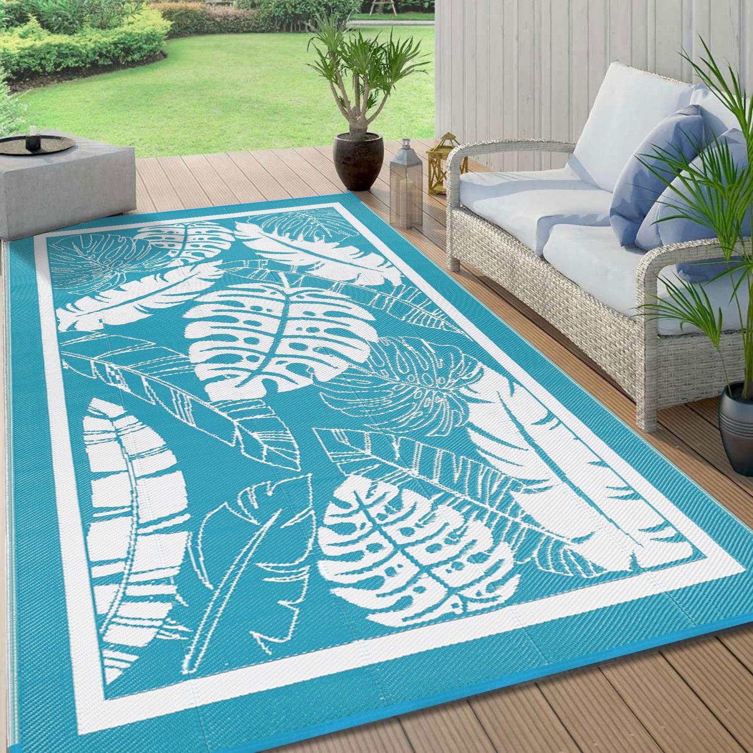 Yamaziot 6'x9' Outdoor Rugs Patio Rug Reversible Mats RV Outdoor Rugs ...