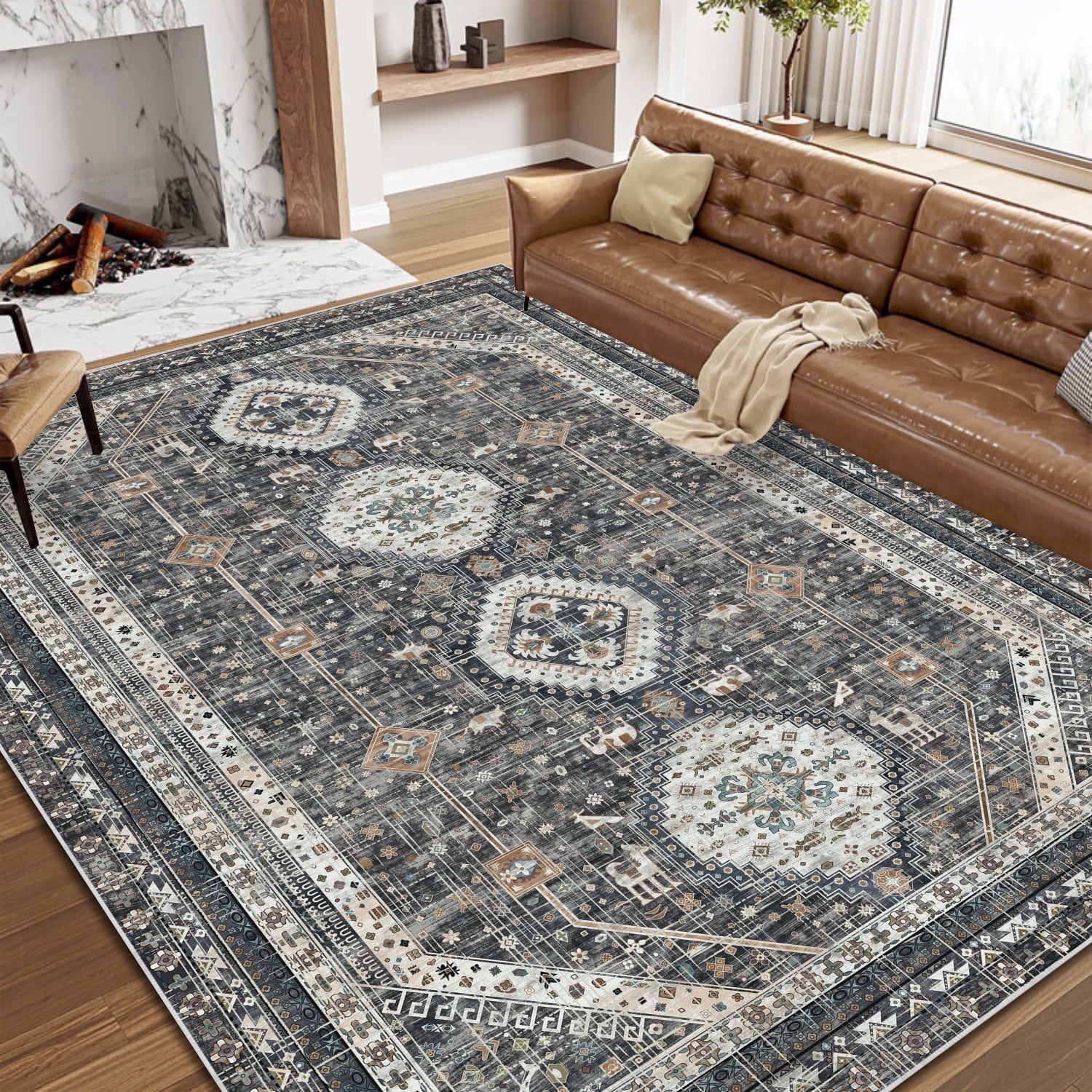 Area Rugs 5'x7', Yamaziot Washable Rug Gray Carpet, Area Rug for Living ...