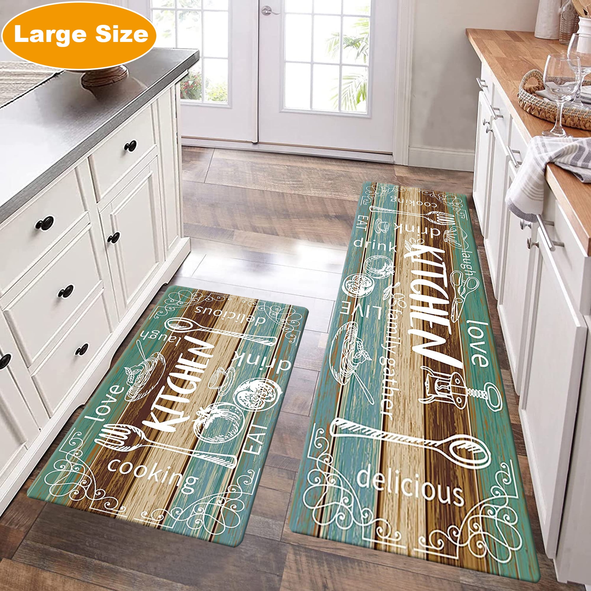Yamaziot Set of 2 Non-Slip, Anti-Fatigue Kitchen Floor Mats, 20''x32 ...