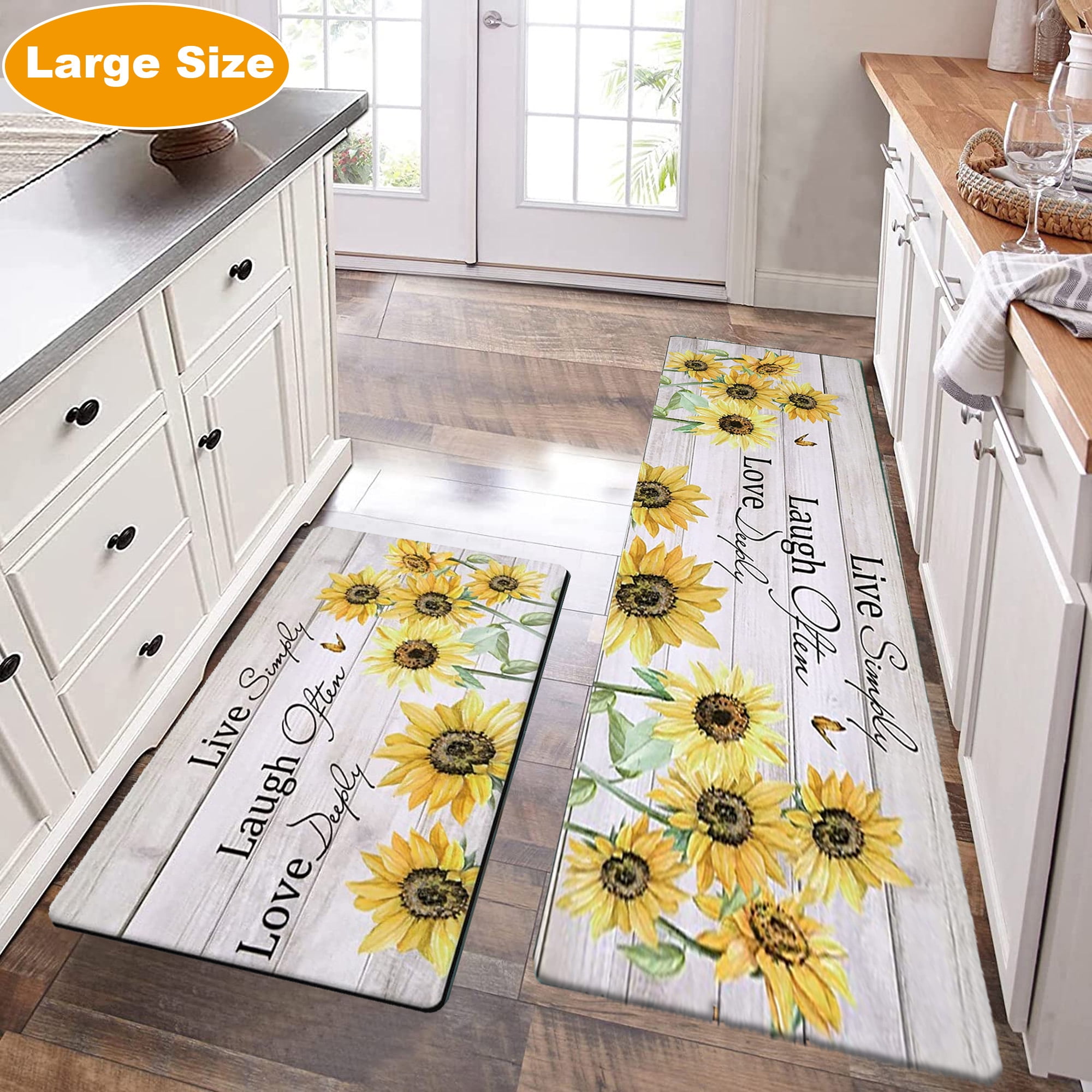 Yamaziot Kitchen Mats Set of 2 Non Slip Kitchen Rugs and Mats Kitchen ...