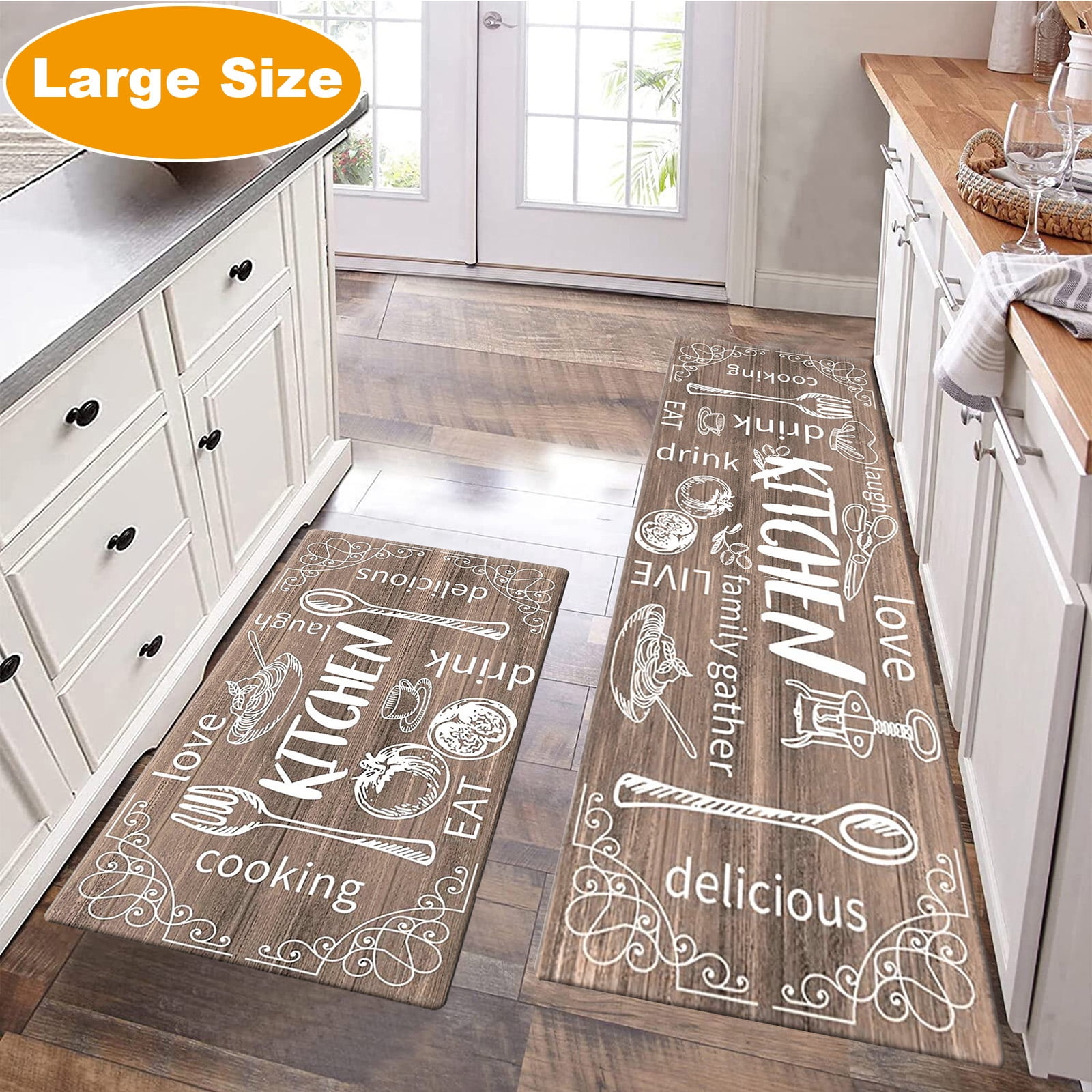 "Yamaziot Anti-Fatigue Kitchen Mats Set of 2, Non-Slip, Waterproof ...