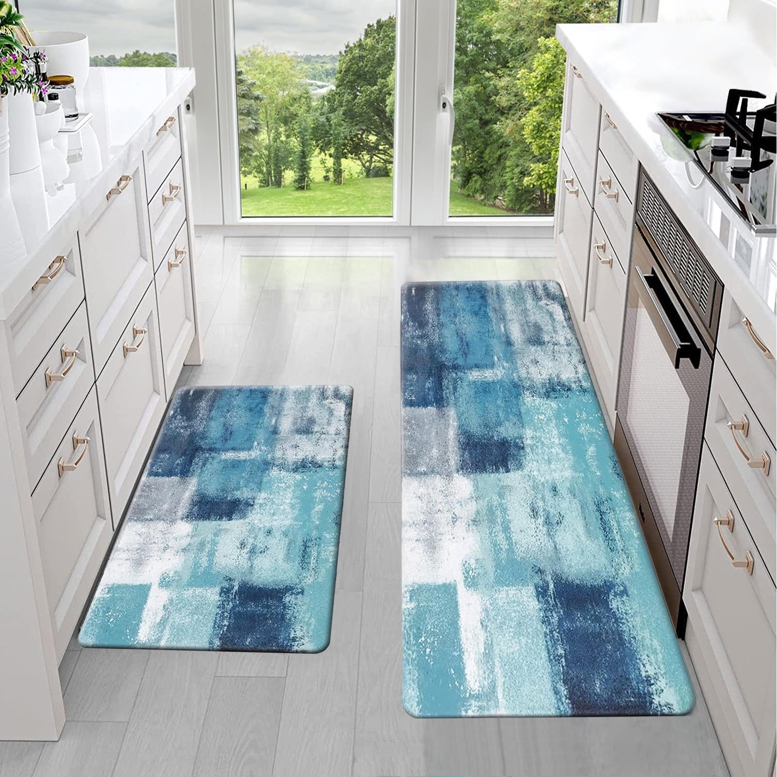 "Yamaziot Anti Fatigue Kitchen Rugs Set 2, Non Slip, PVC Comfort Mat ...