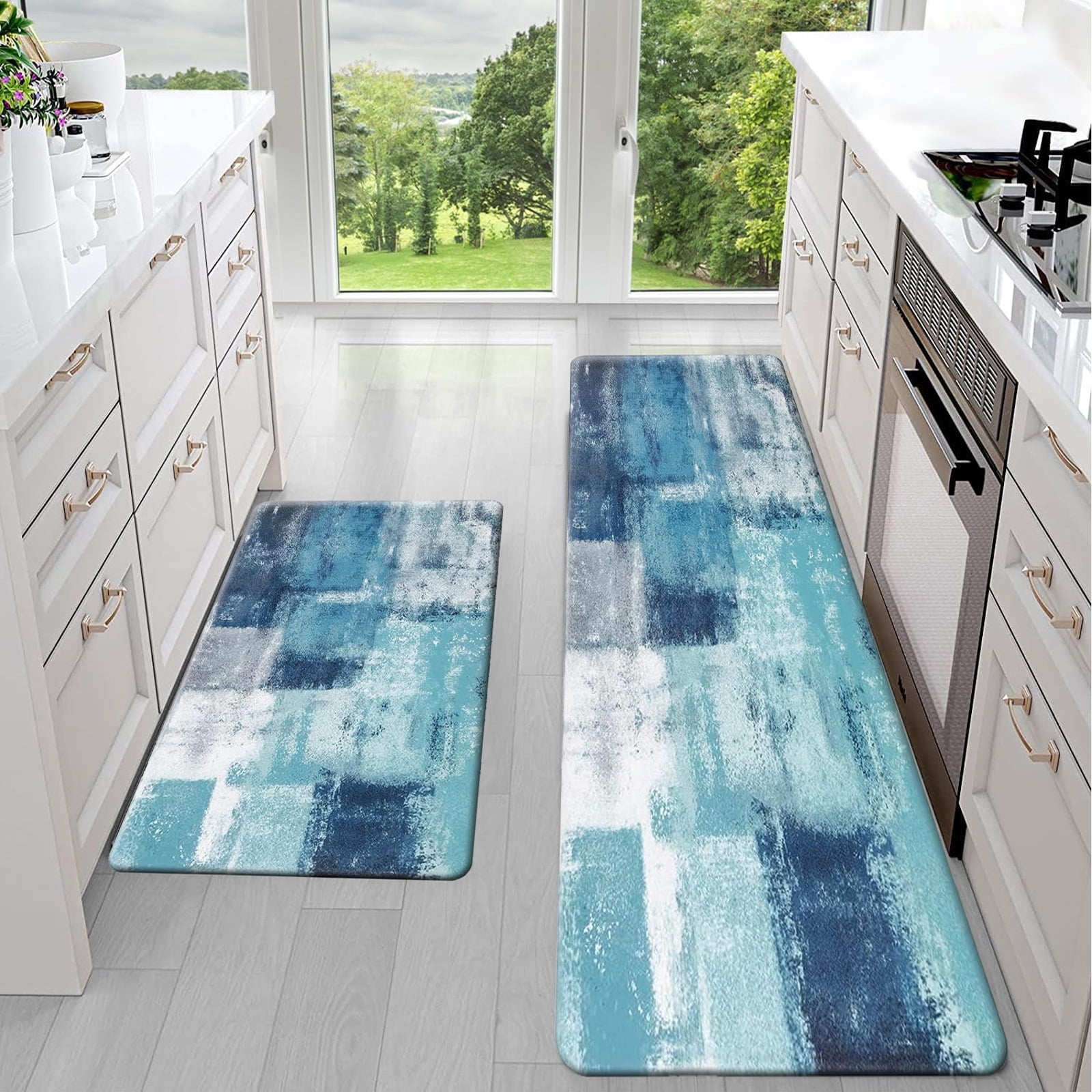 Yamaziot Kitchen Rugs and Mats Set 2, Anti Fatigue Non Slip Kitchen ...