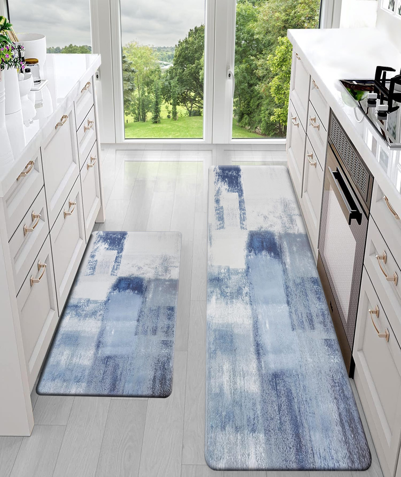 Yamaziot Kitchen Rugs and Mats Set 2, Anti Fatigue Non Slip Kitchen ...