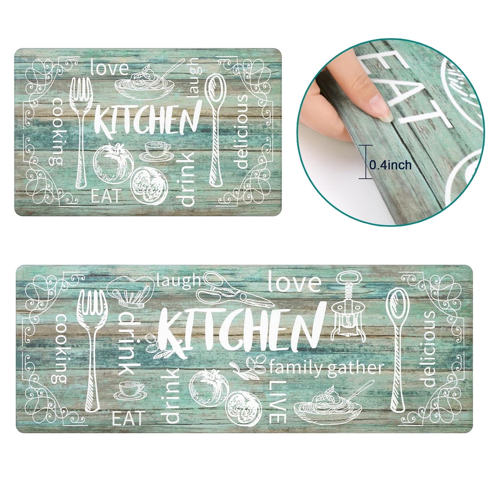 Yamaziot Anti Fatigue Kitchen Runner Rug Set of 2 Cushioned Waterproof ...