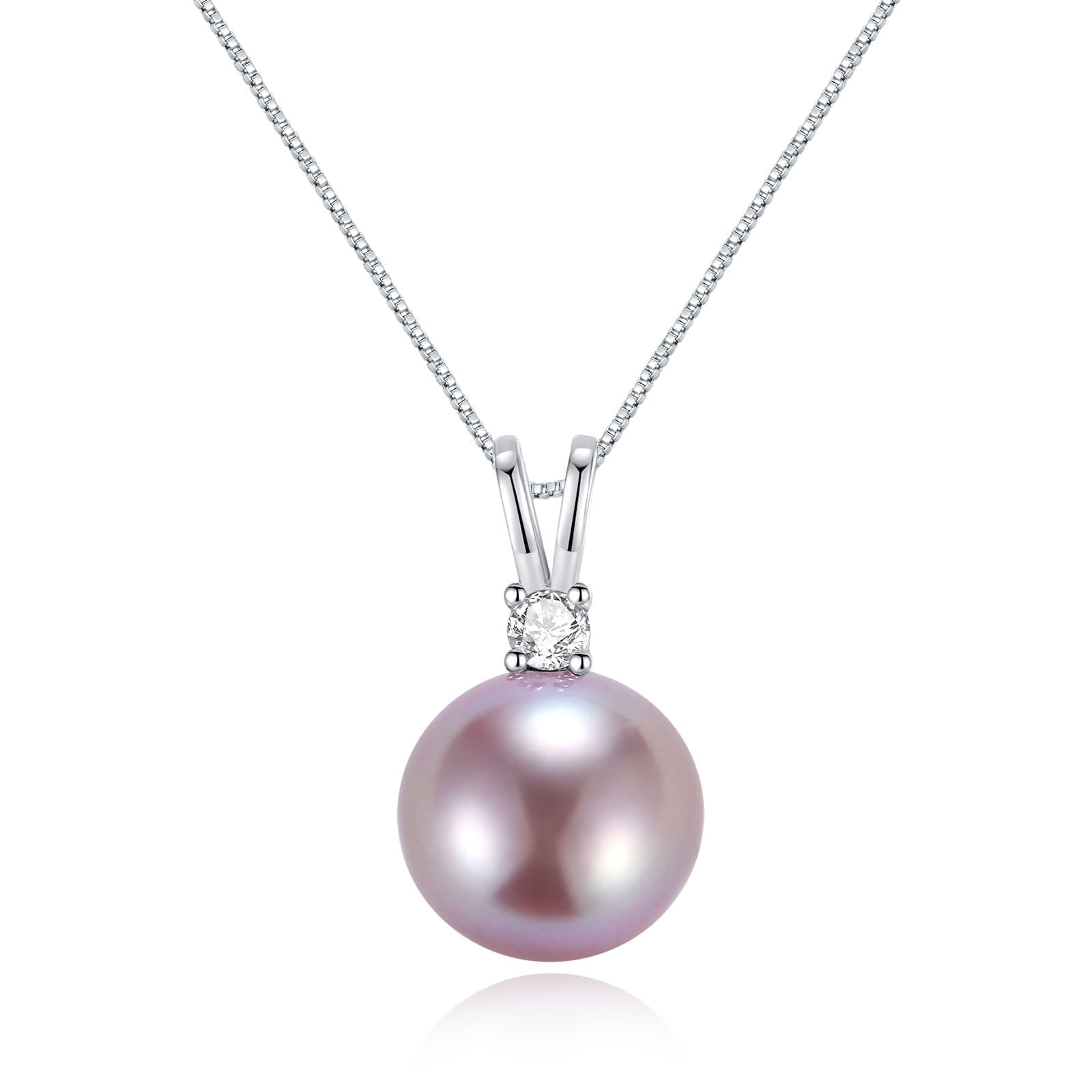 Yami 12-13mm Purple Edison Freshwater Cultured Pearl Pendant Necklace with S925 Sterling Silver ...