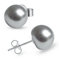 Yami 9-9.5mm Saltwater Cultured Gray Pearl Stud Earrings with ...