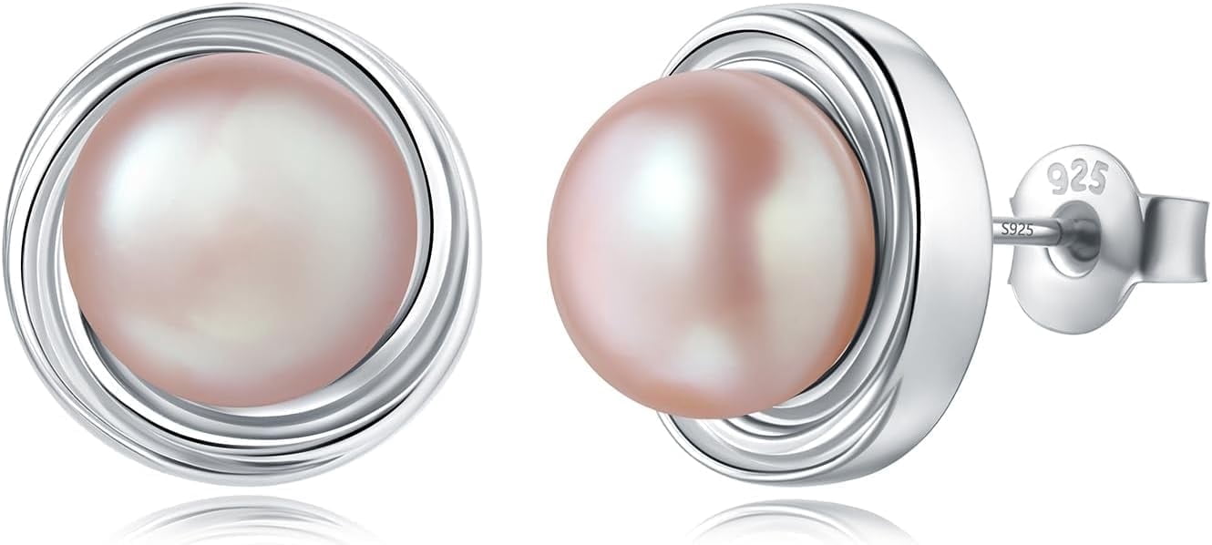 Yami Edison Freshwater Cultured Purple Pearl Earrings Studs in 925 ...