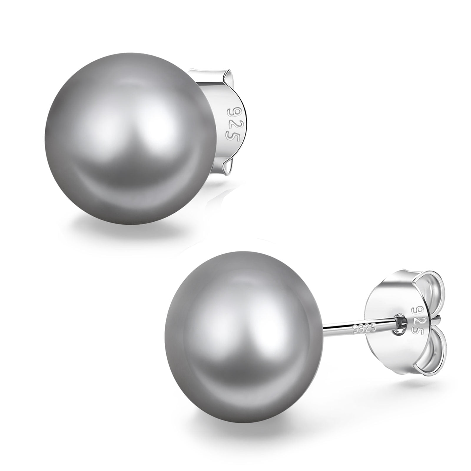 Yami 7-7.5mm Saltwater Cultured Gray Pearl Stud Earrings with ...