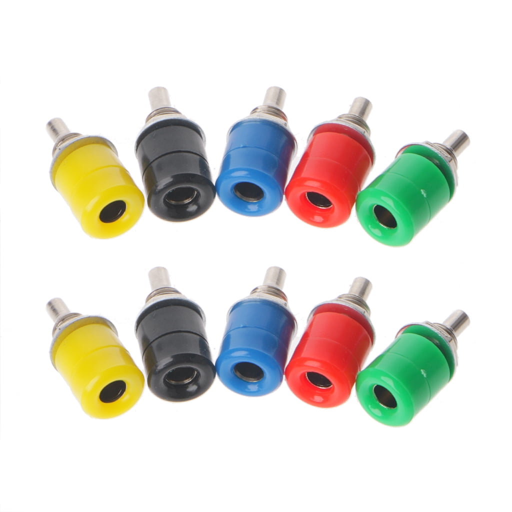 Yammee 10 Pcs 5 Color 4mm Female Banana Plug Socket Connector Binding ...