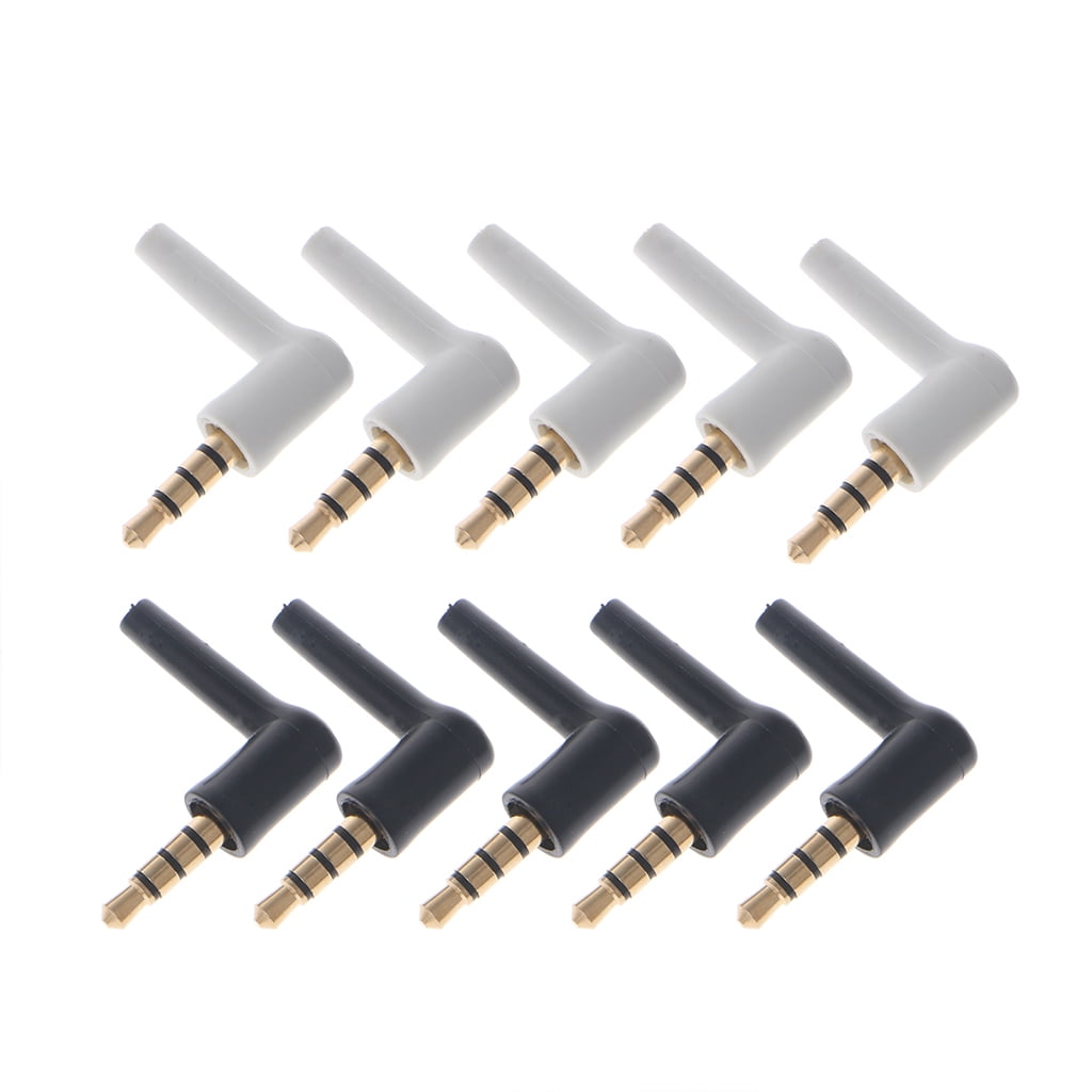 Yammee 10 Pcs Gold Plated 3/4 Pole 3.5mm 90° Male Stereo Headphone Mini ...