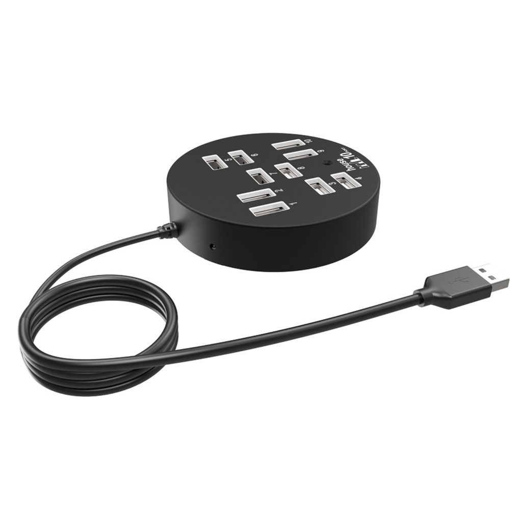 Yammee 10 Port USB 2.0 Hub Round Charging Adapter Fast Speed Data ...