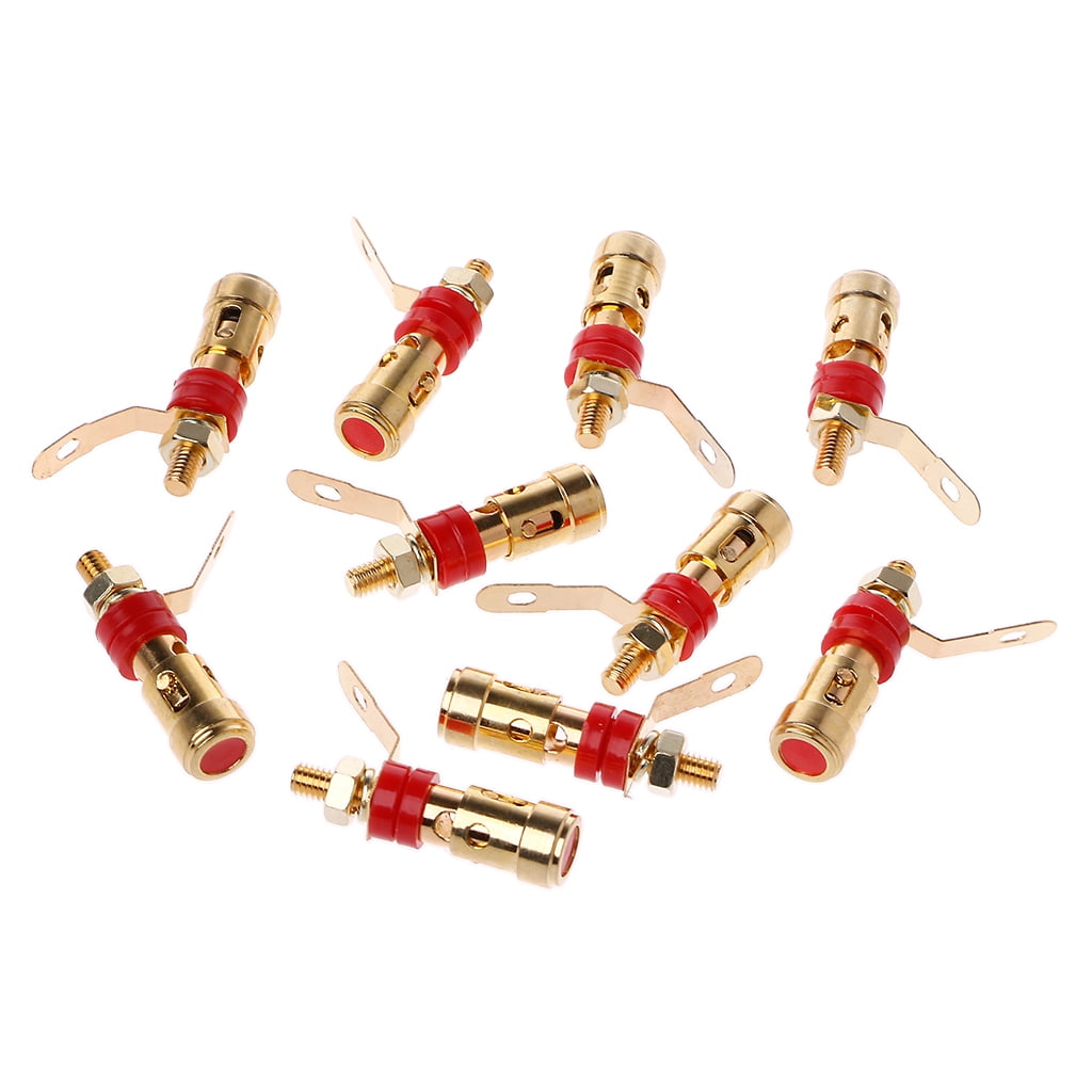 Yammee 10PCS Brass Speaker Binding Post Spring Loaded Press Subwoofer ...